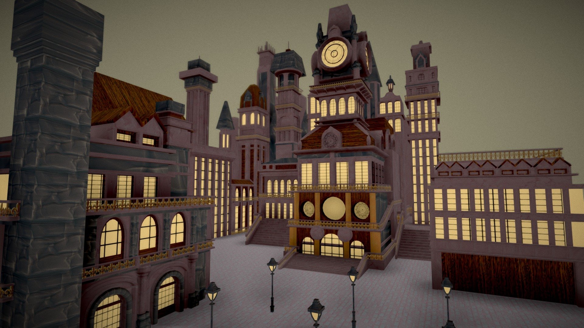 Town Square - 3D model by kaiixii [7e621ef] - Sketchfab