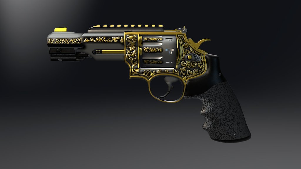 R8 Revolver | White Gold - 3D model by Atomic1244 [7e62be7] - Sketchfab