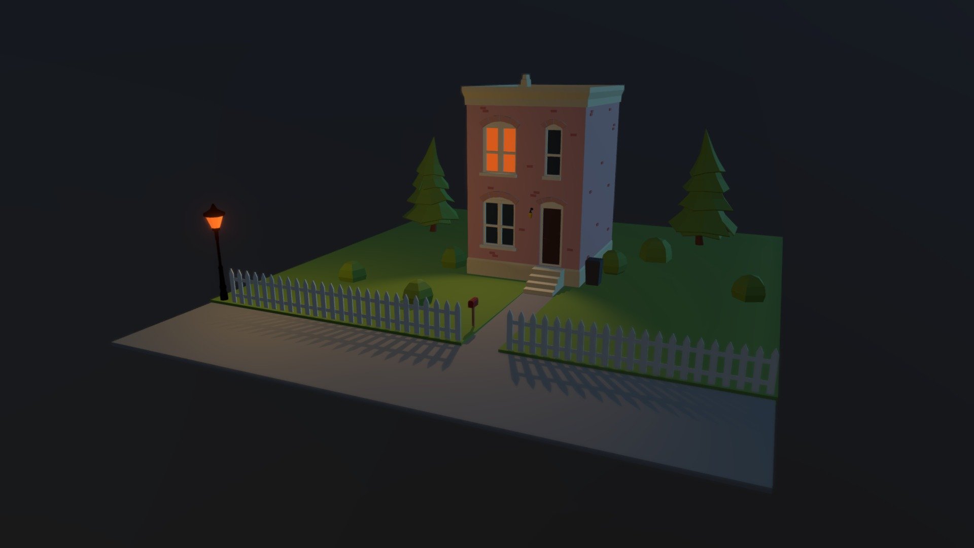 Lowpoly building at night - 3D model by Chiaro22 [7e7f4ae] - Sketchfab