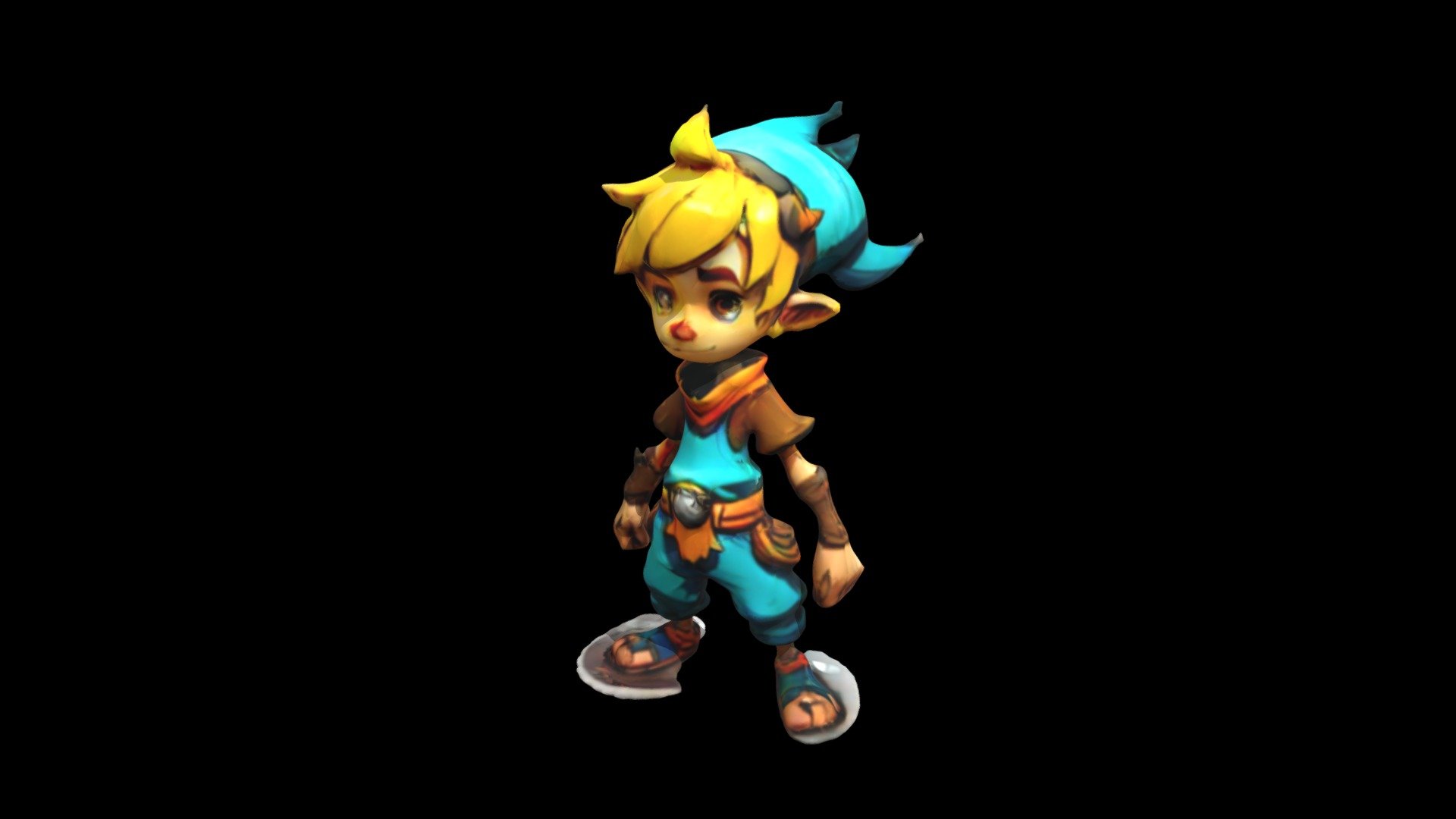 a cartoon character with yellow hair and blue - Download Free 3D model ...