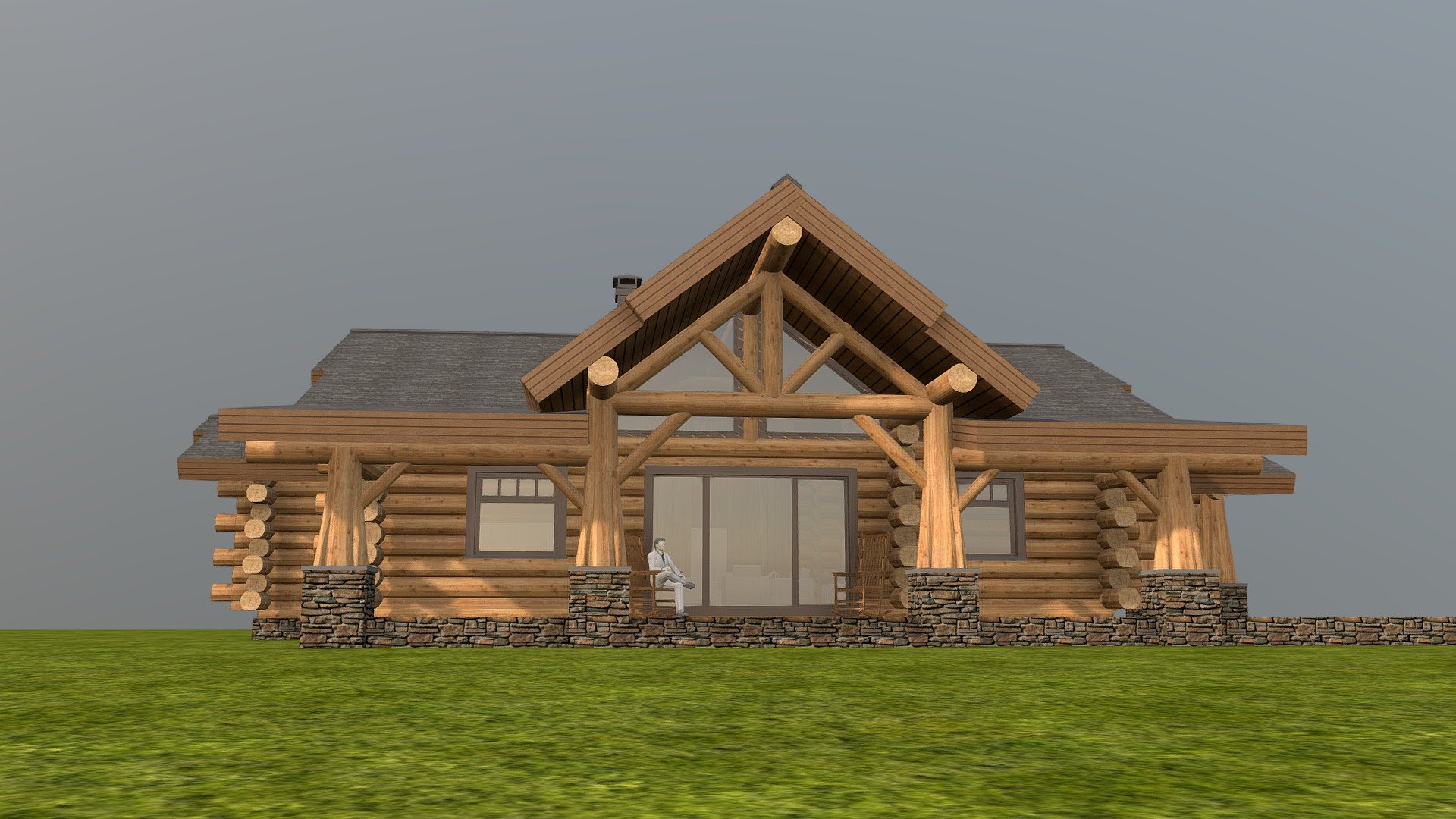 Log cabin with a diameter of 40 cm - 3D model by arch.by [7ebbe8e ...