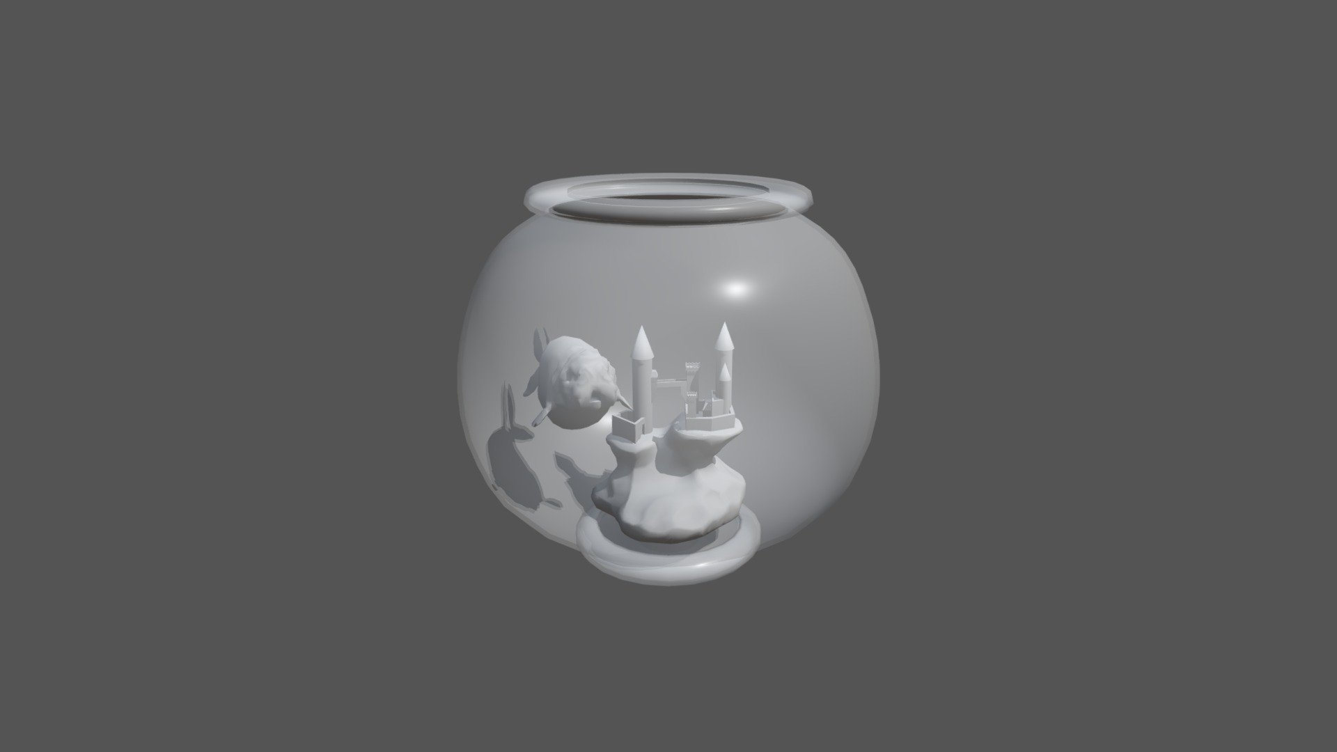 Basic Fish Bowl w/ Fish & Castle - Download Free 3D model by ...