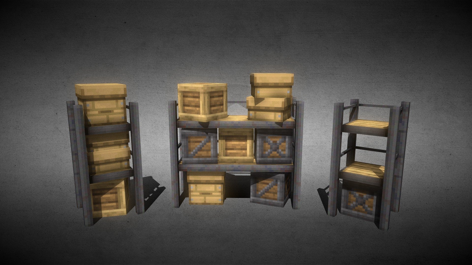 Shelving Units [Low-Poly - Voxel] - 3D model by Radium (@Radium_Studio ...