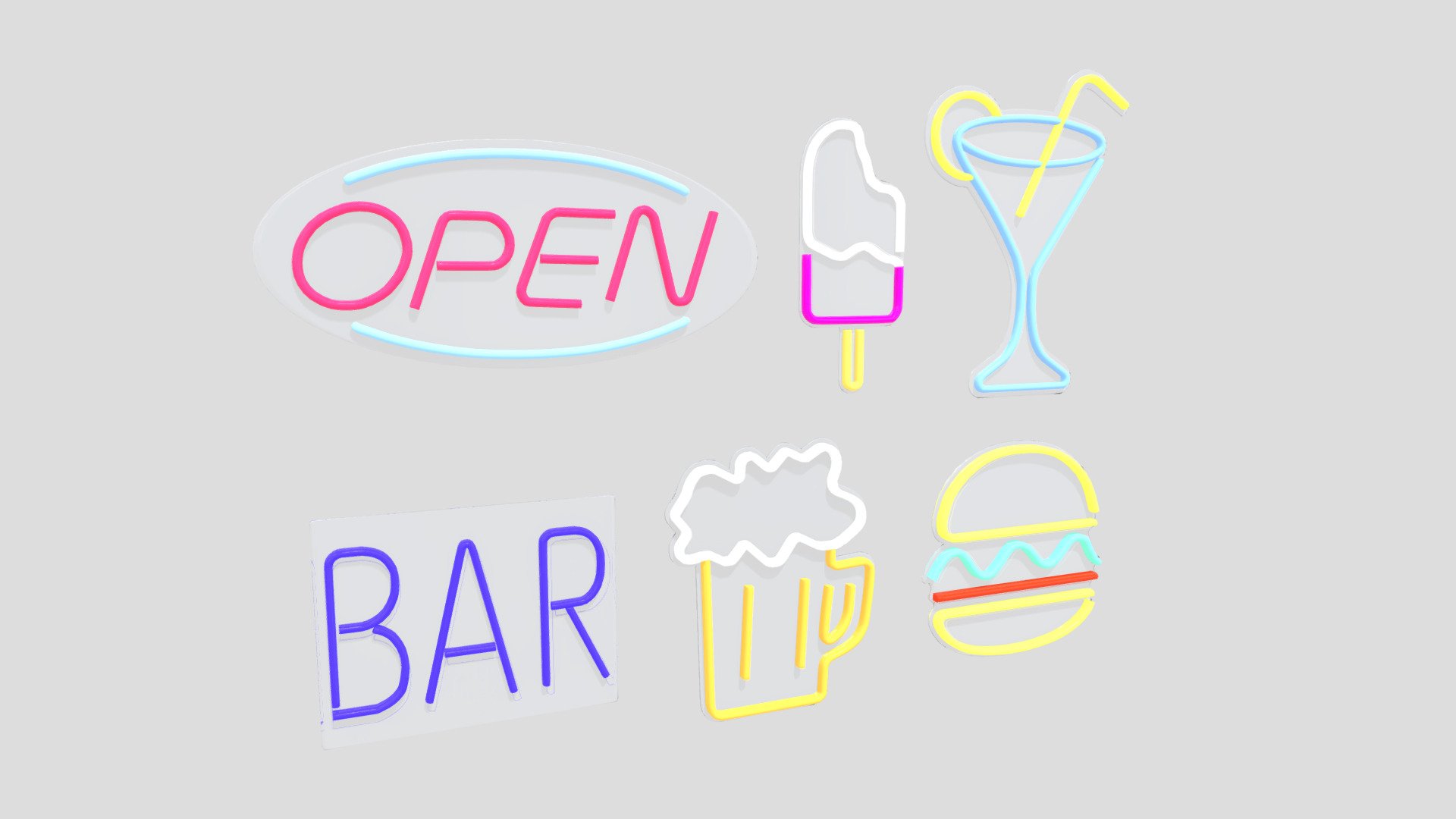 Neon Sign Pack - Buy Royalty Free 3D model by plaggy [7f0b8fa ...