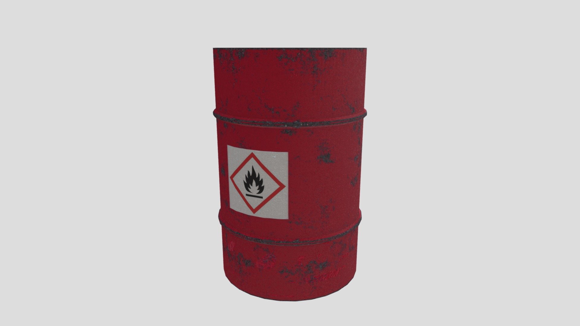 Flammable Barrel with a flammable sign included - 3D model by ...