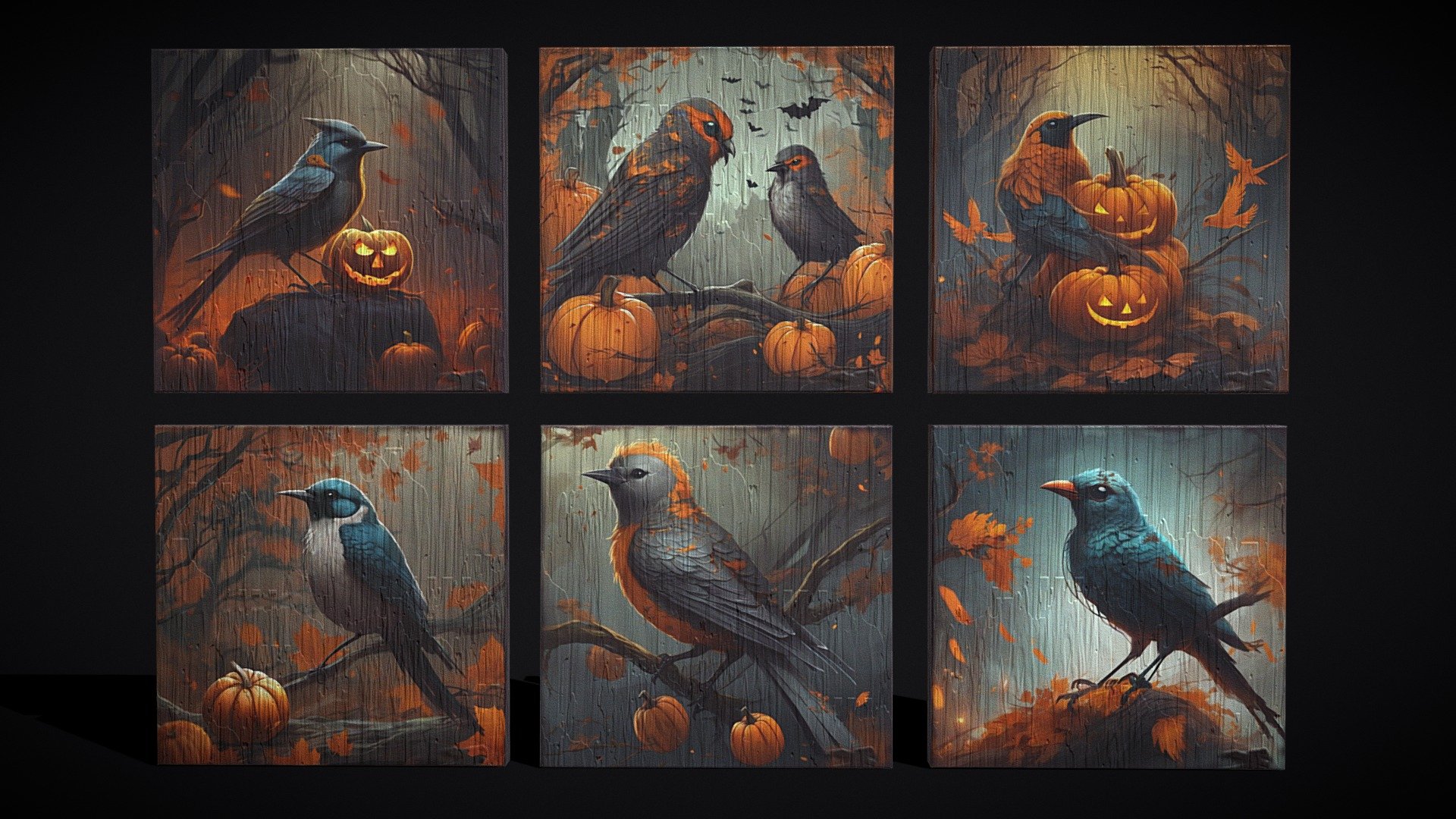 Halloween Bird Paintings Pack Three - Buy Royalty Free 3D model by ...