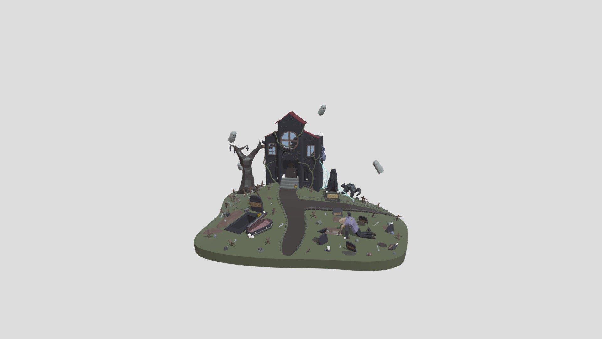 Graveyard Diorama - 3D model by ThinkersNook [7f3311f] - Sketchfab