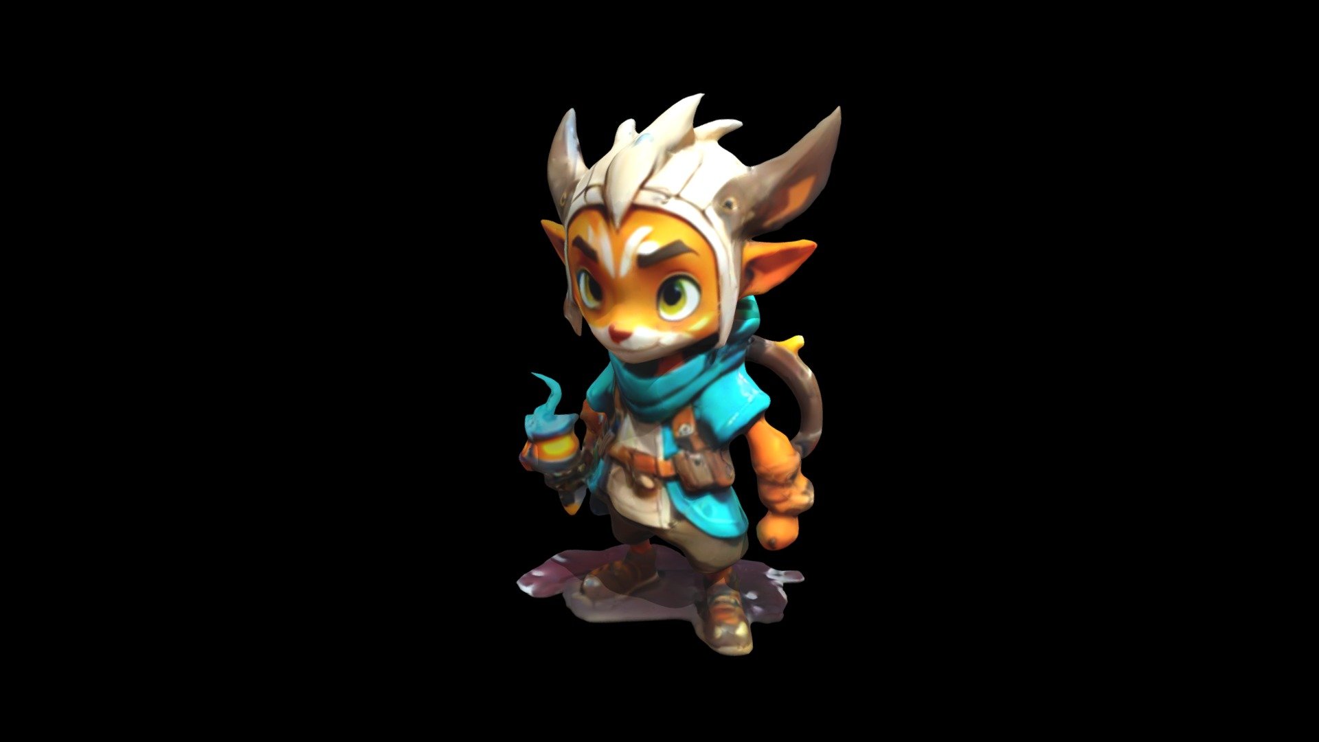 a cartoon character with a torch in his hand - Download Free 3D model ...