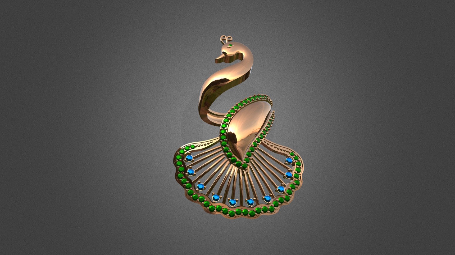 D3D - PEACOCK Ring - 3D model by DEZYN3D Systems (@dezyn3dsystems) [7f3fa83] - Sketchfab