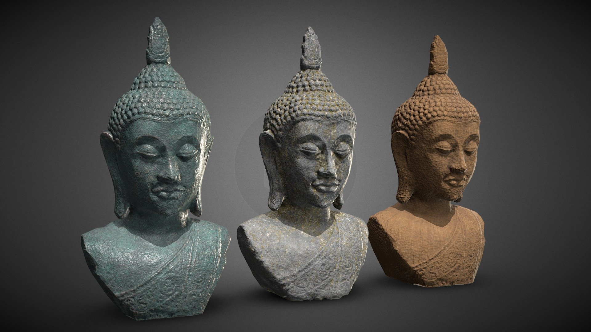Buddha Bust - 3 textures and LOD's - Buy Royalty Free 3D model by ...