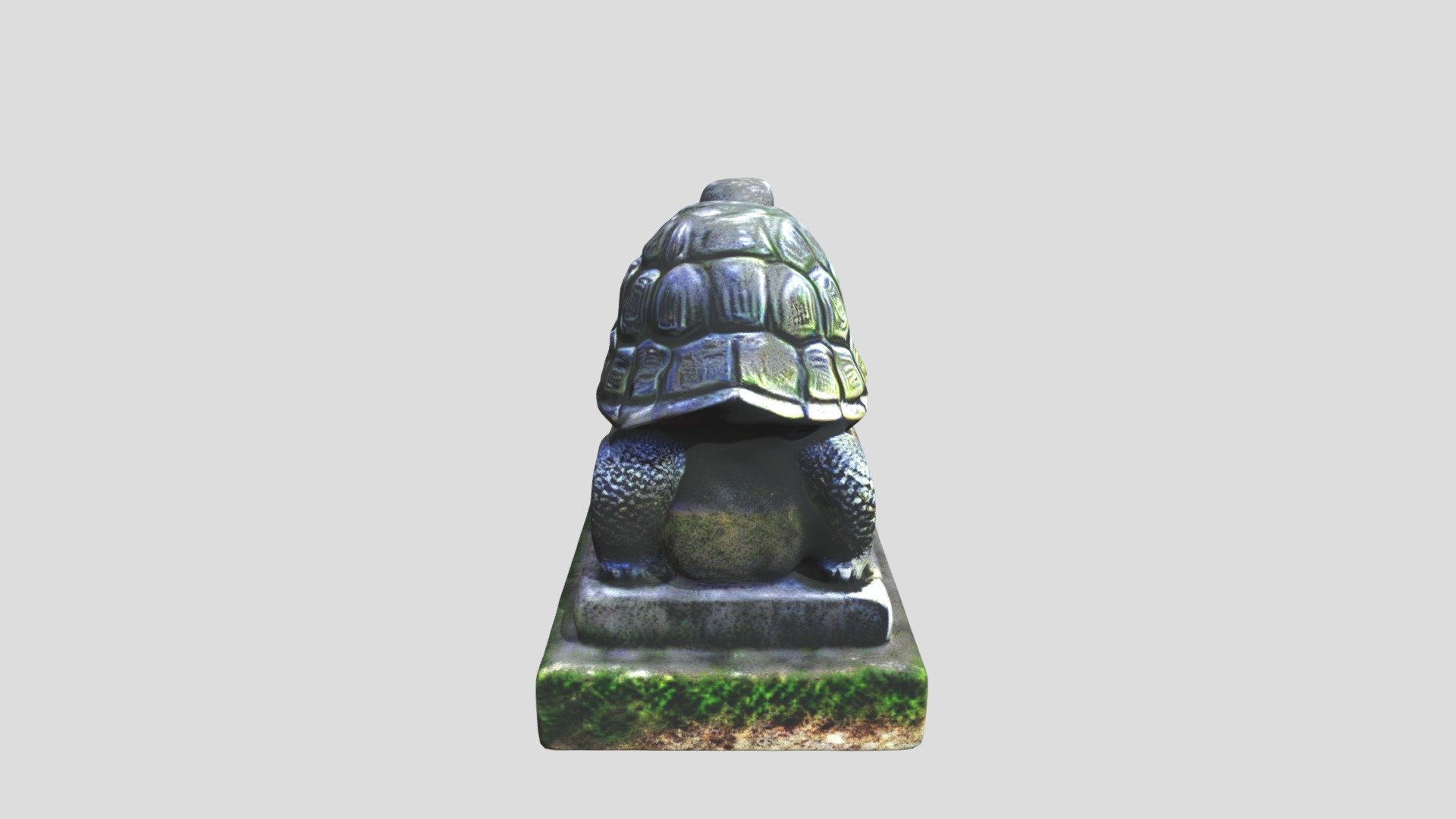 a carved stone tortoise statue, on a stone plint - 3D model by James ...