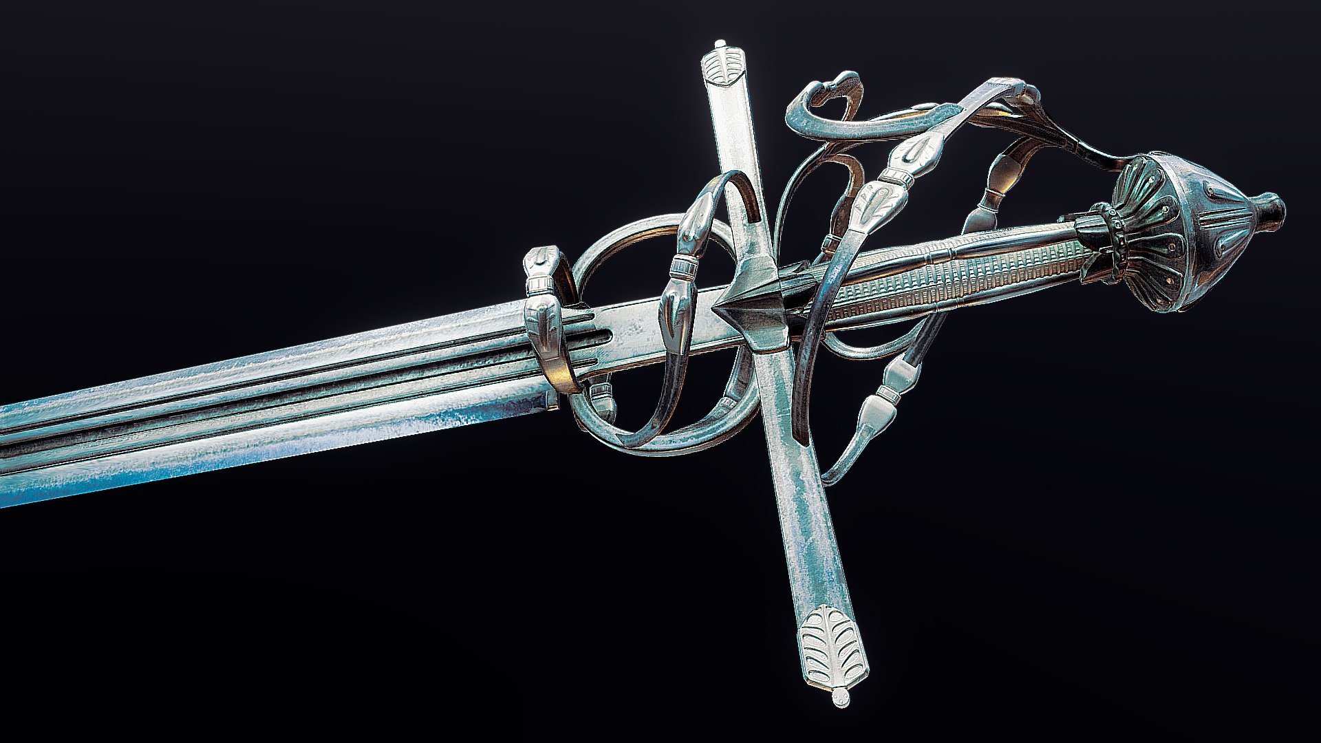 Floral Hilt Sword Lowpoly Game Model - Buy Royalty Free 3D model by the ...