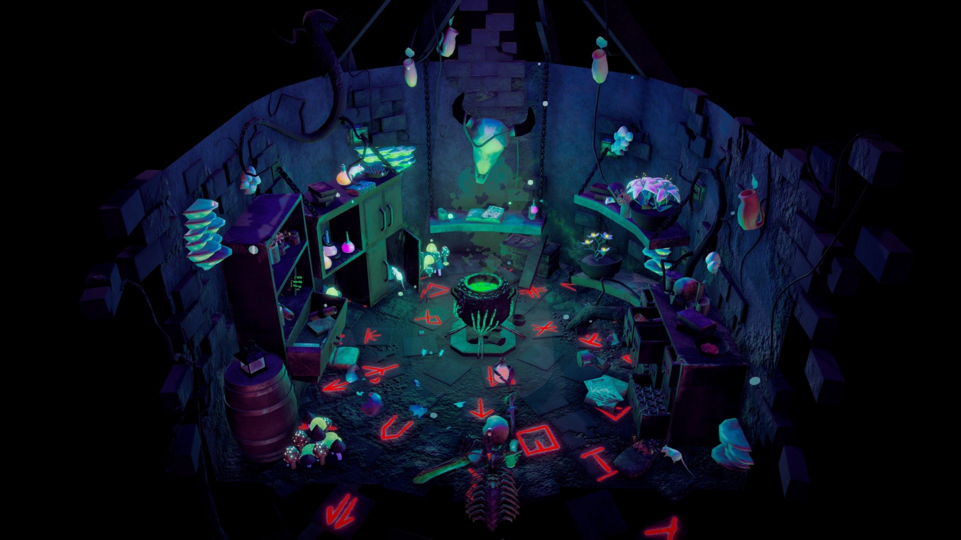 HellFire Grotto Night - 3D model by Amanda Machado (@AmandaMacchiato) [7f6565e] - Sketchfab