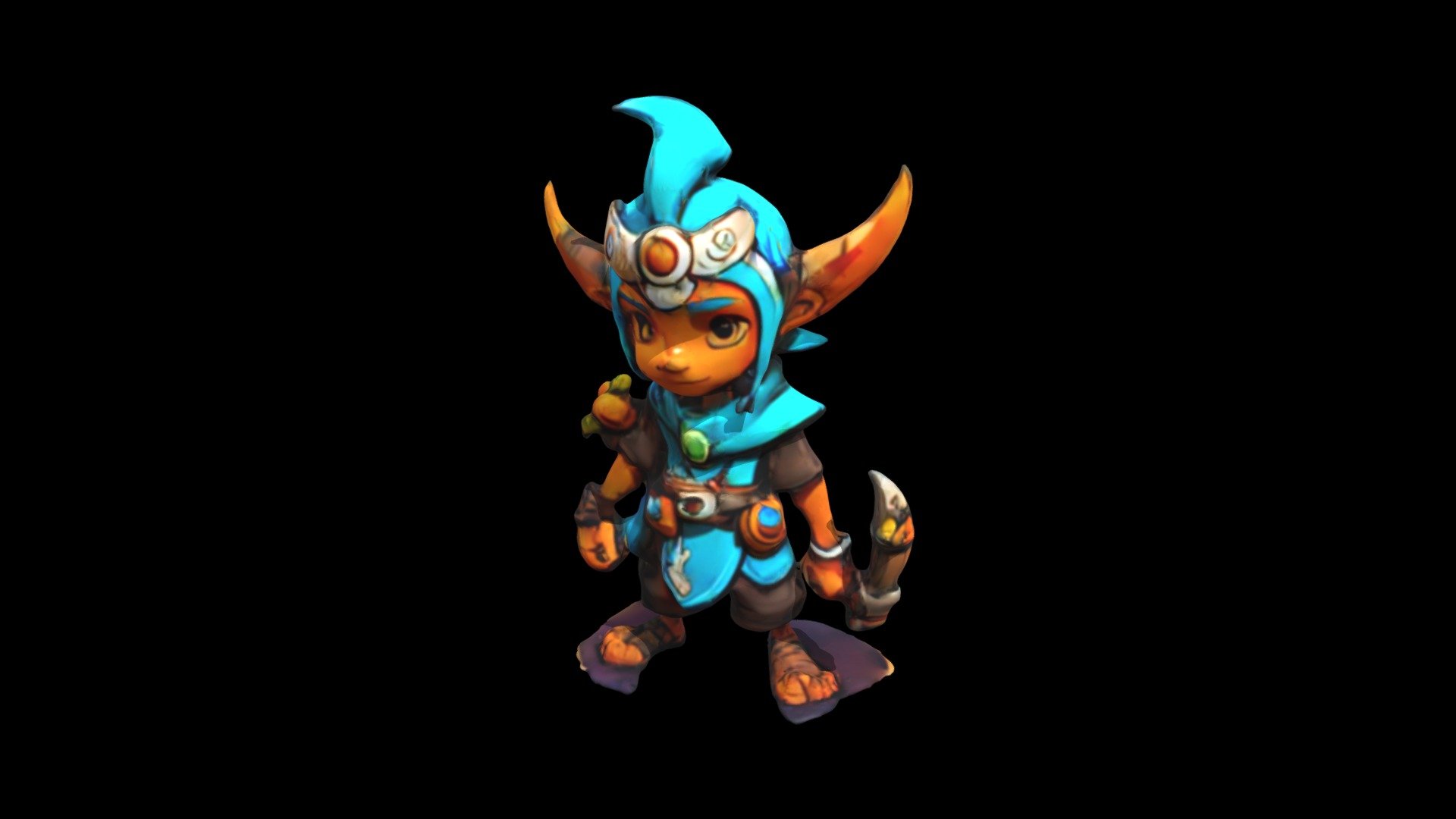 a cartoon character with horns and a blue cap - Download Free 3D model ...
