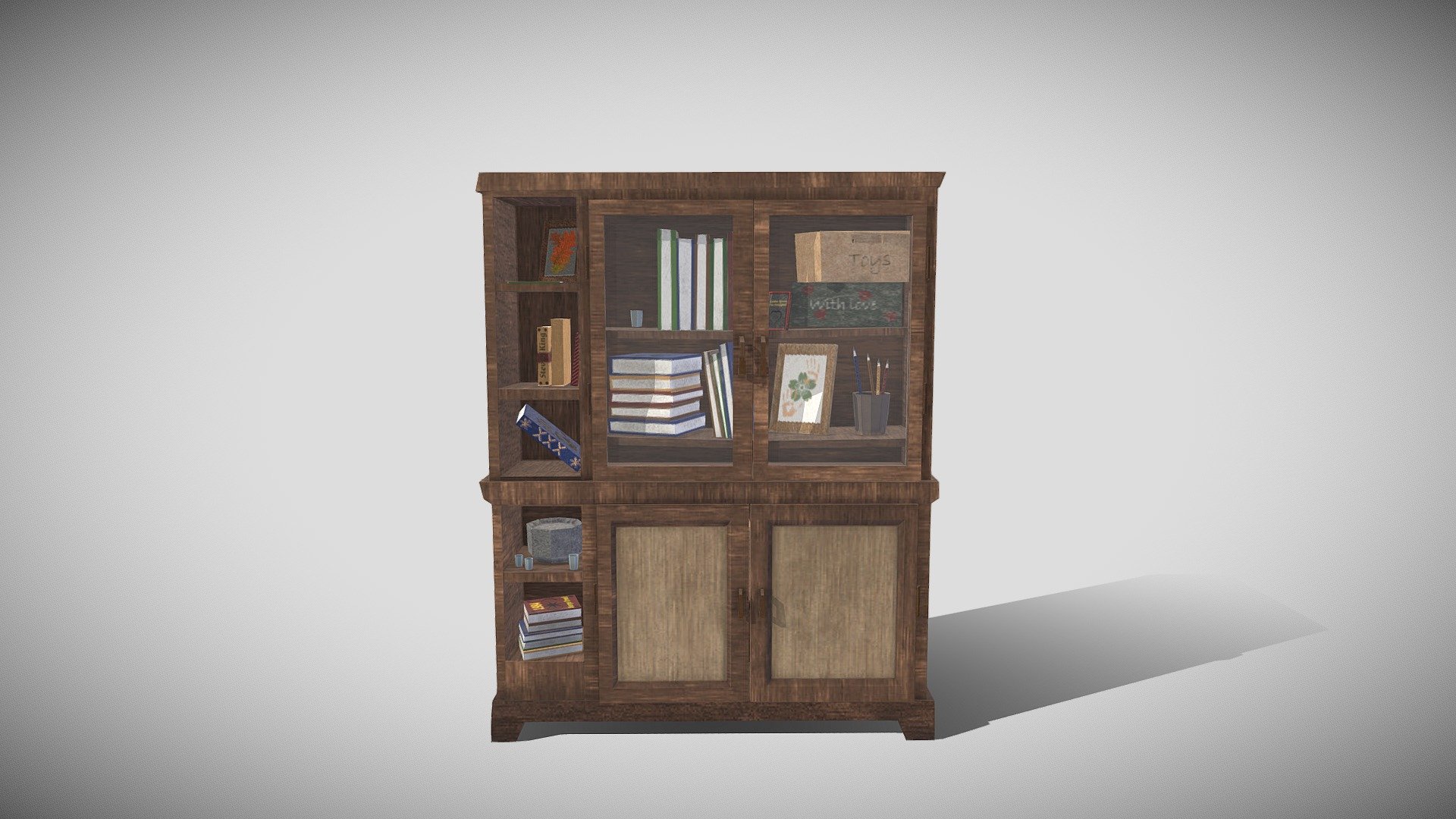 Home wooden wardrobe, low poly, wooden cabinet - 3D model by Ziska ...