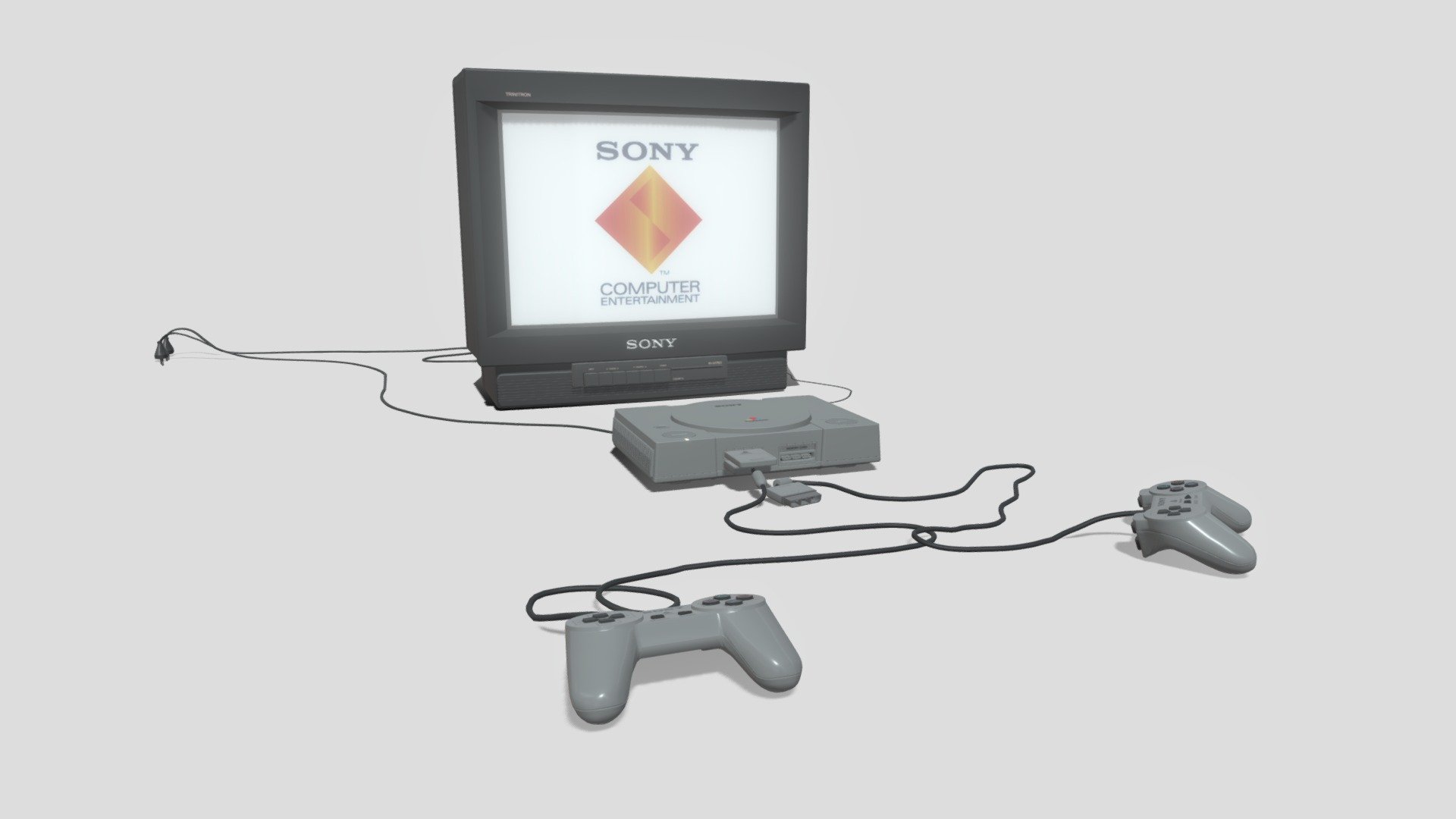 PS1 and Sony Trinitron 1992 - 3D model by RoberLN (@rlopezn1998 ...