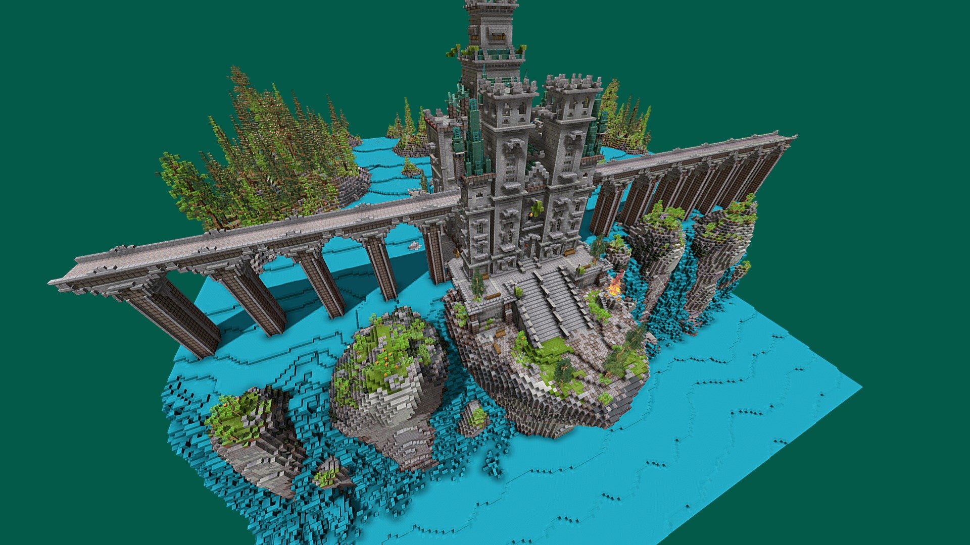 PixelMine | Waterfall Castle - 3D model by PixelMine [7f971ac] - Sketchfab