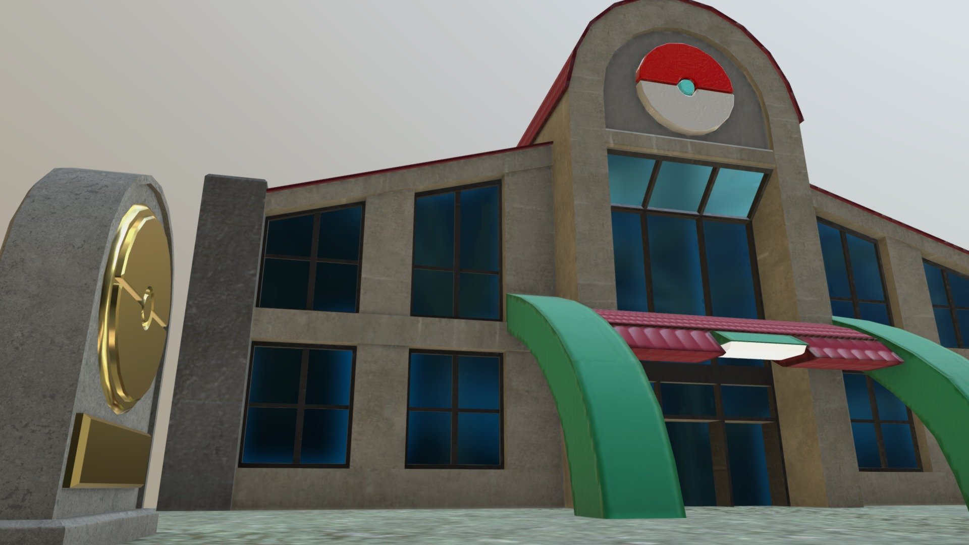 Large Pokemon Center - June 8 - 3D model by medessec [7f9b2af] - Sketchfab
