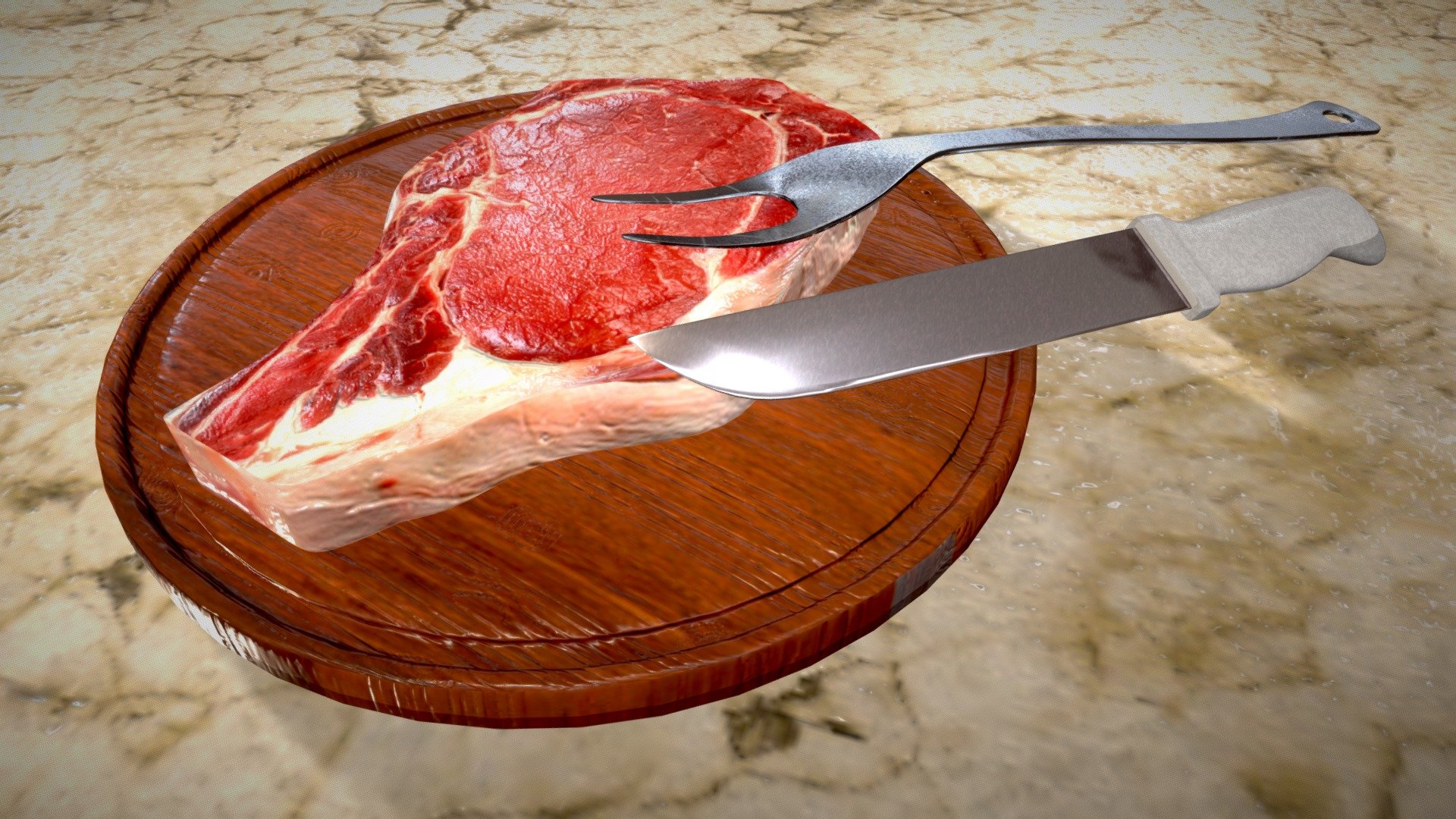 Meat with cutting set - Buy Royalty Free 3D model by edoomac [7fb3a8f ...