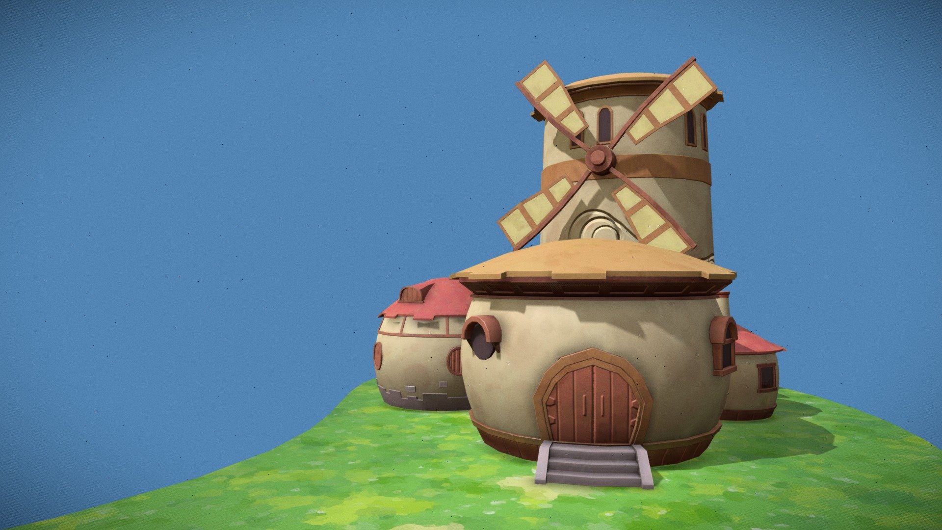 Windmill Town Lowpoly - 3D model by JustFitz [7fc6f58] - Sketchfab