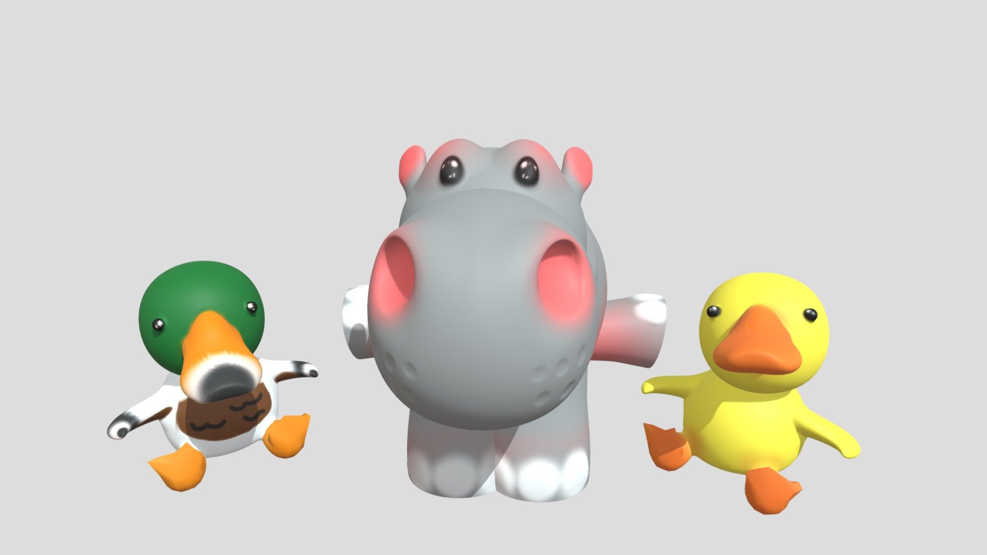 Hippo and ducks - Download Free 3D model by hippohipo [7fcd8dc] - Sketchfab