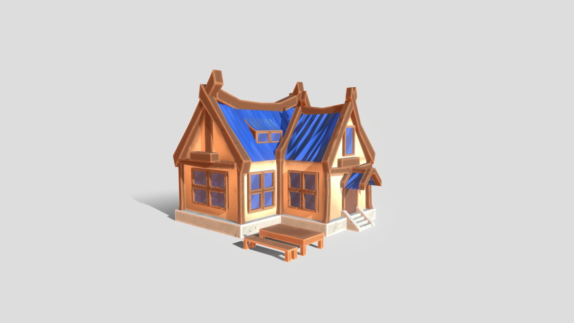 stylized low poly hand painted house - 3D model by mehmetalikeve ...
