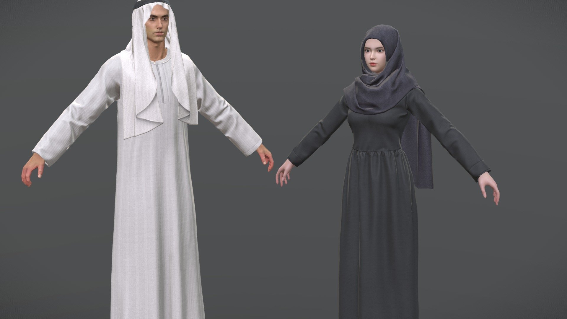 [Game Assets] Saudi Arabia clothing style A pose - 3D model by Vincent ...