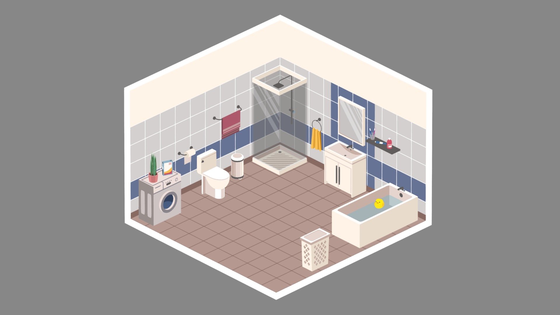 Isometric Bathroom - 3D model by emihaba [7fe2cf3] - Sketchfab