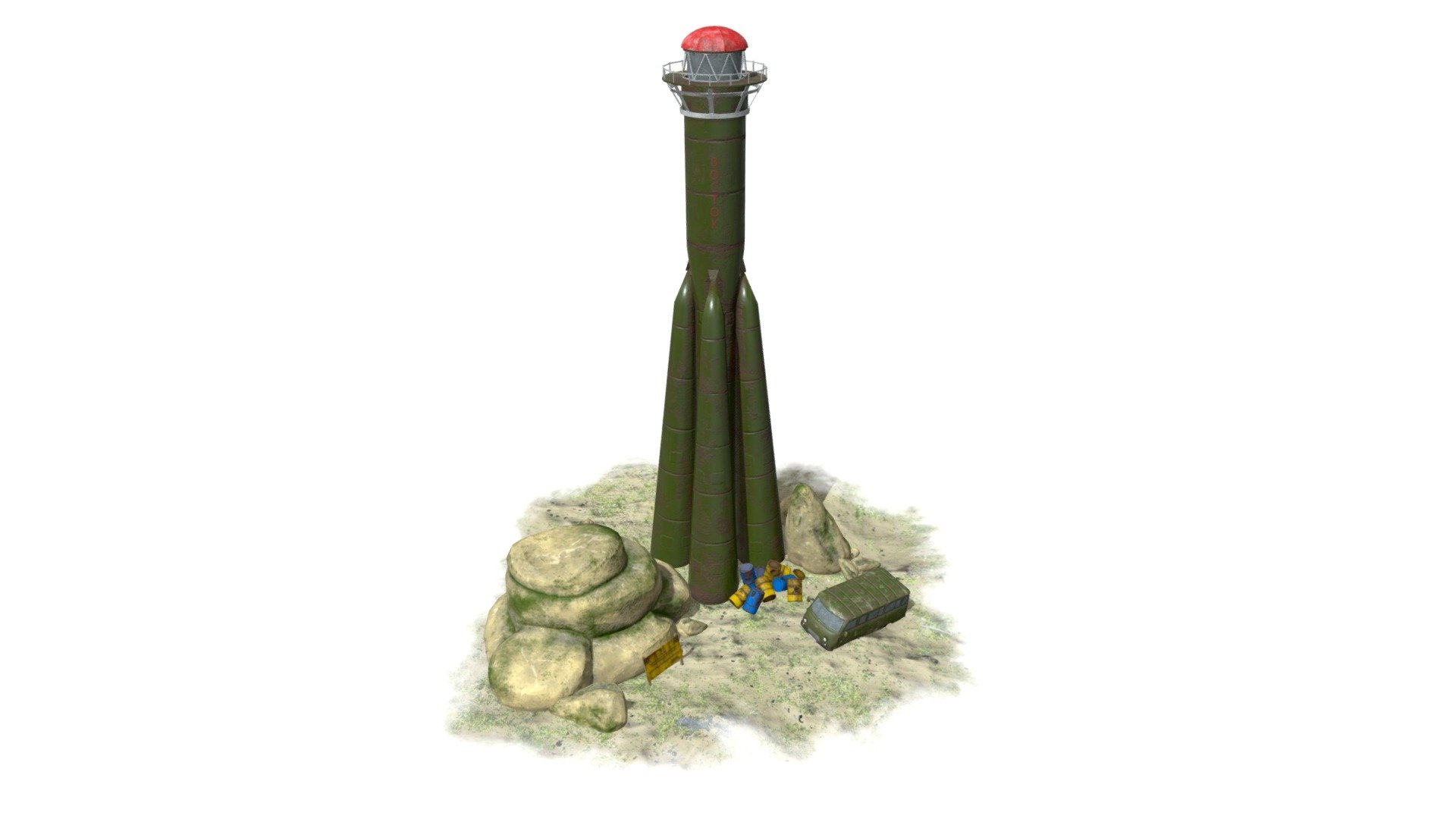 Post apocalyptic lighthouse-rocket - Download Free 3D model by ...