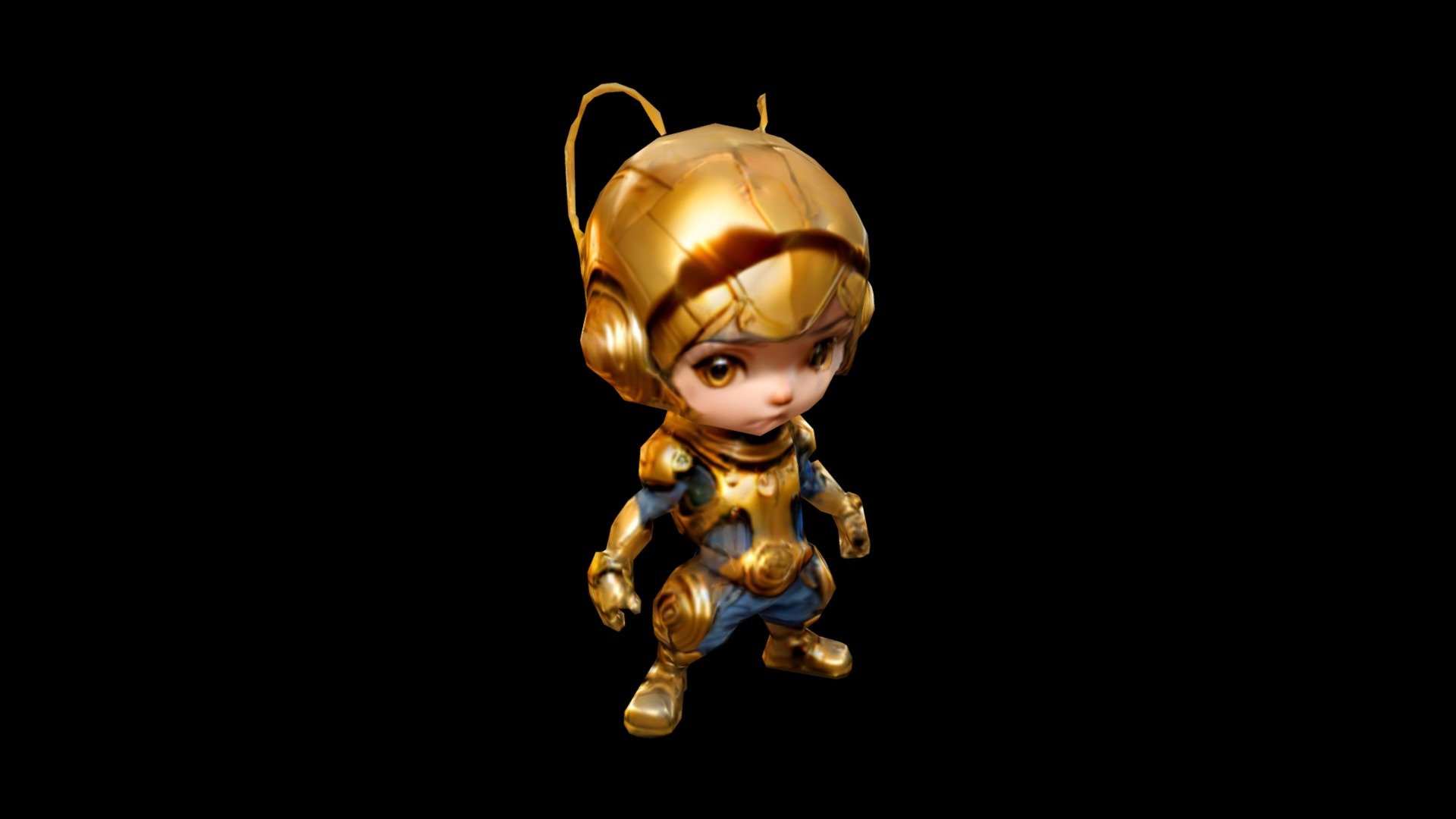 "Gold robotic child figure in armor attire" - Download Free 3D model by ...