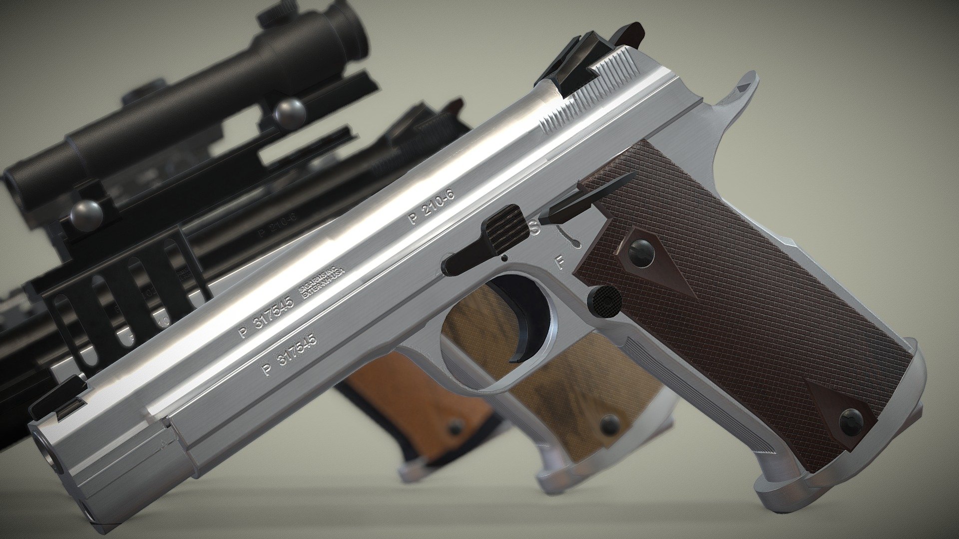 Sig Sauer P210-6 NOVAKS Custom Pistol - 3D model by kino (@linx_567 ...