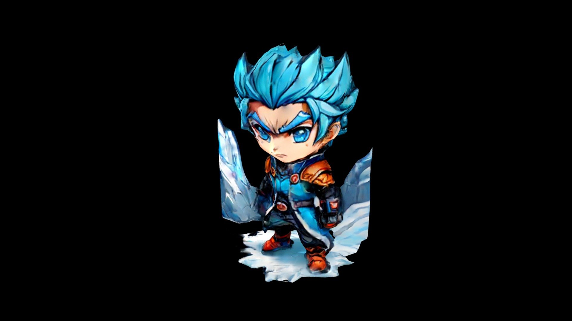 A chibi style character with blue hair and a sim - Download Free 3D ...