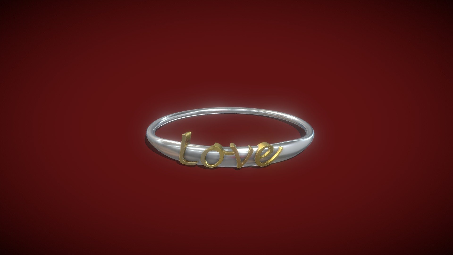 Love Ring with Silver Ring and Gold Text - Buy Royalty Free 3D model by ...