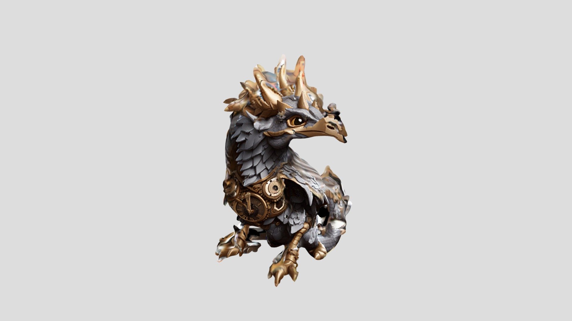 Sitting Dragon Statue A small, gray and black - Download Free 3D model ...