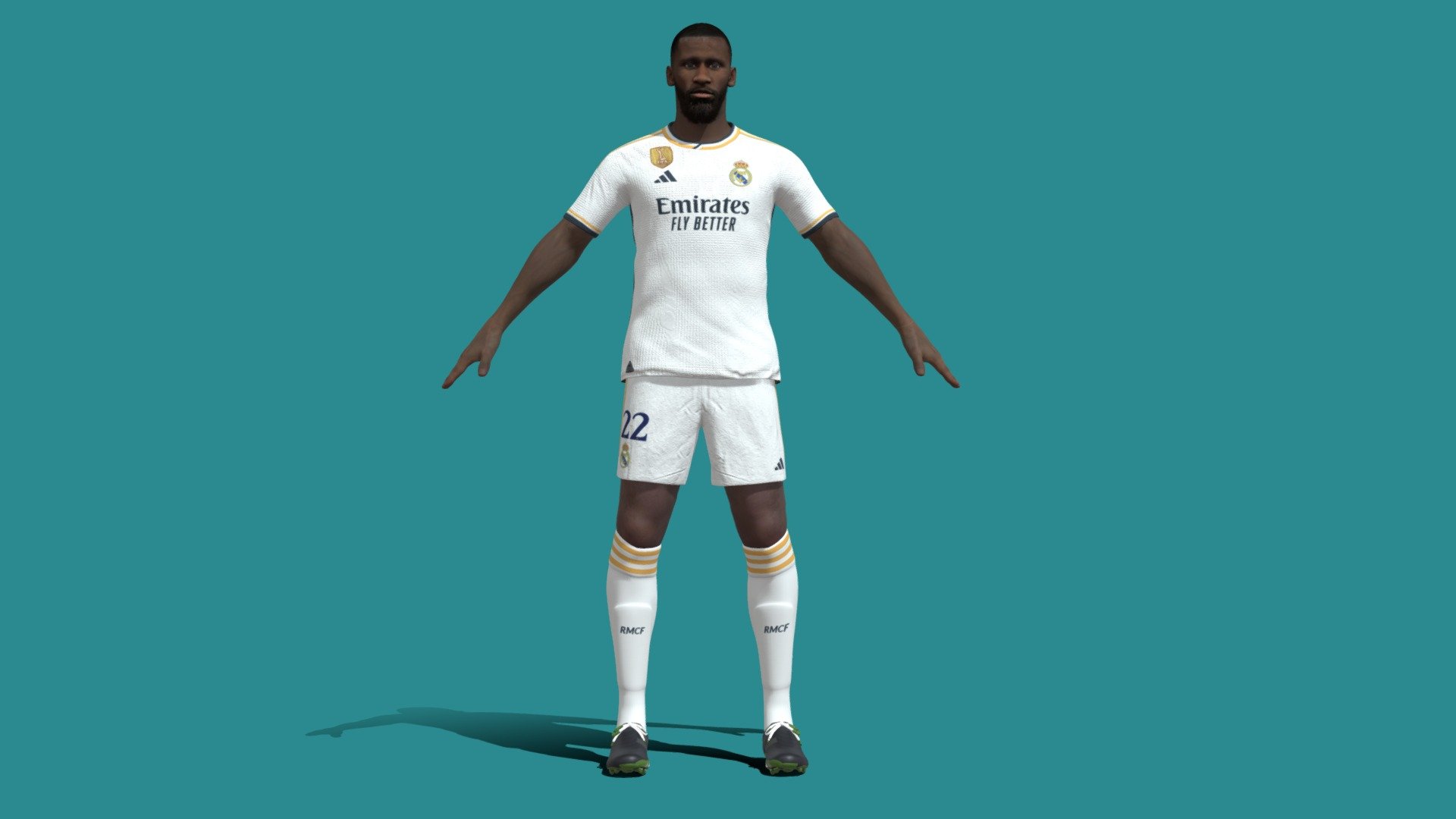 T-Pose Rigged Rudiger Real Madrid 23-24 - 3D model by 3dpassion.net ...