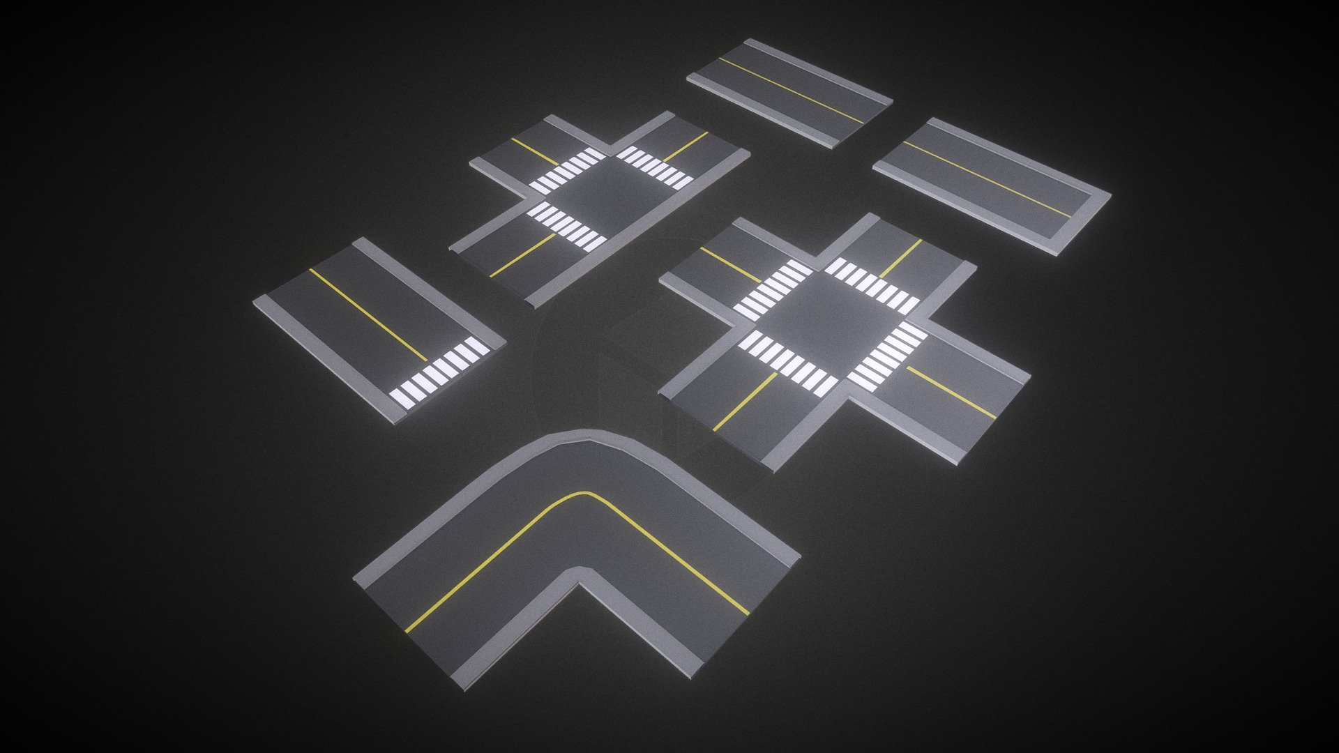 Modular Roads (Low Poly Style) - Download Free 3D model by Tiko ...
