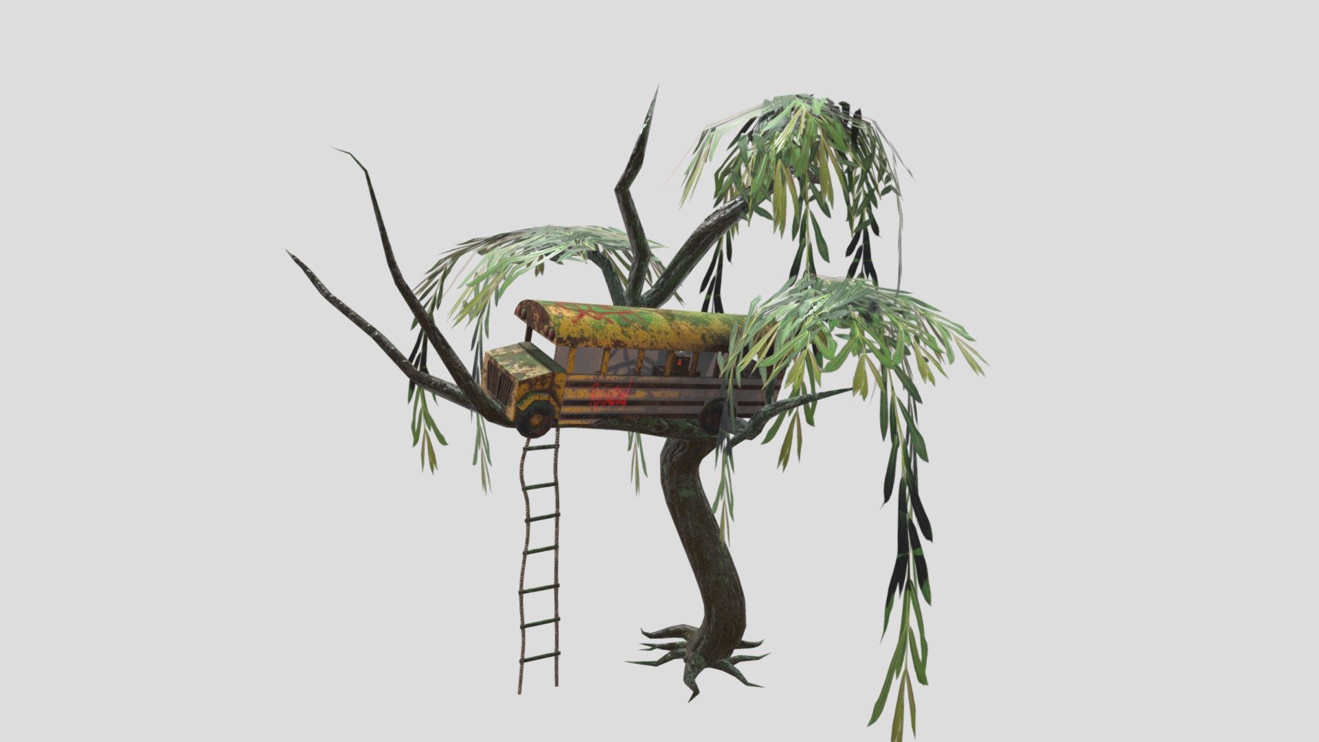 School bus stuck in tree - Download Free 3D model by TMW (@TMW-29 ...