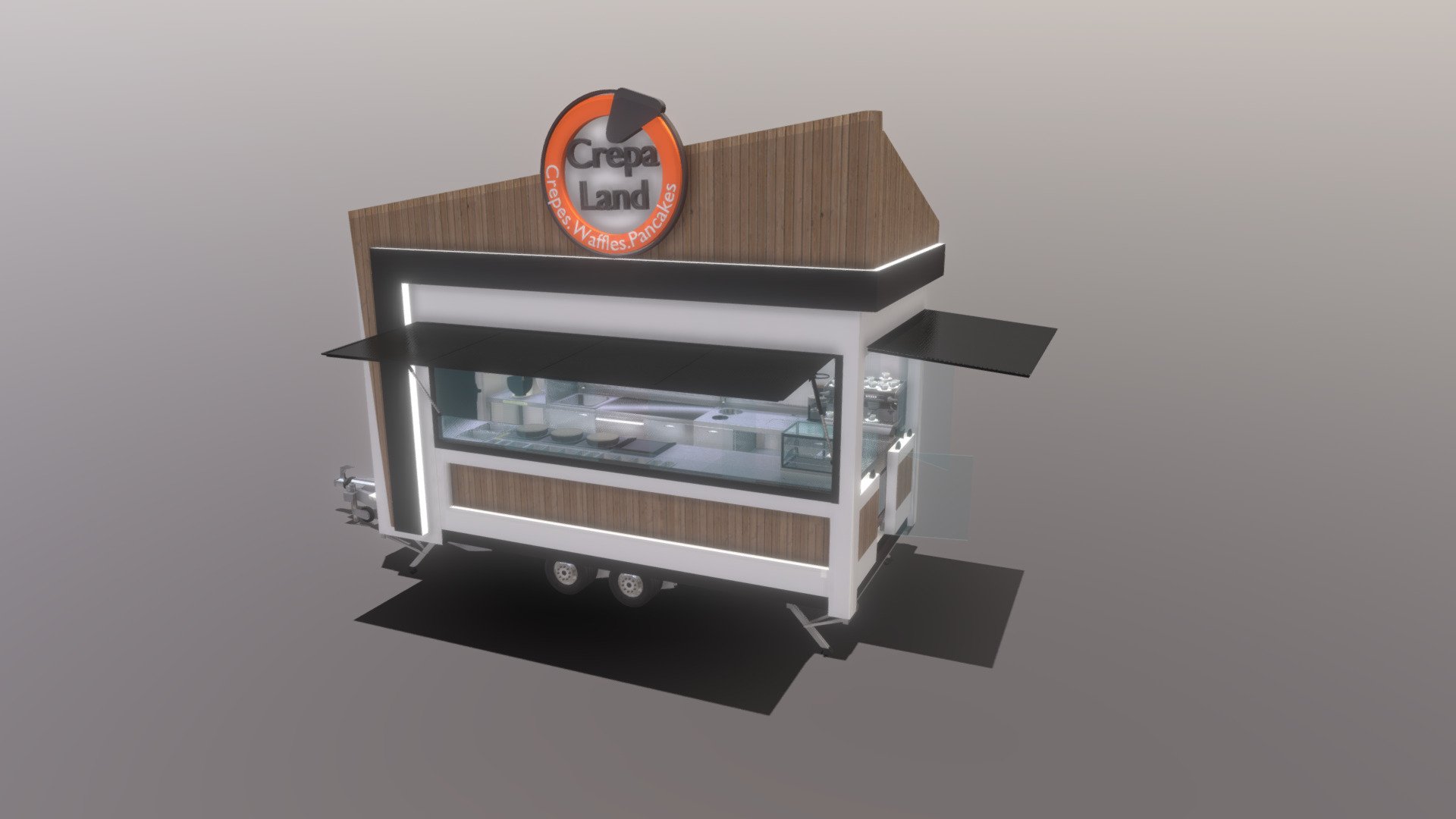 Food trailer - Large category (4.5m x 2.25m) - 3D model by Kantines.com ...