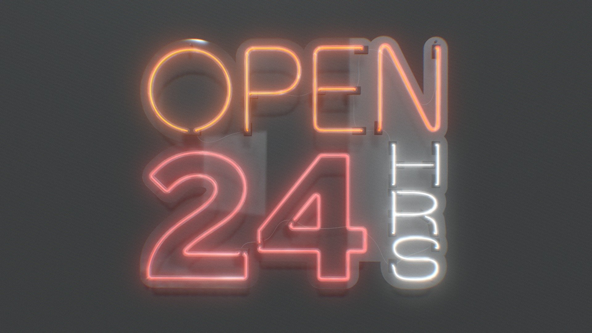 Open 24 Hours 2 - Neon Sign - Buy Royalty Free 3D model by NEONPLEX ...