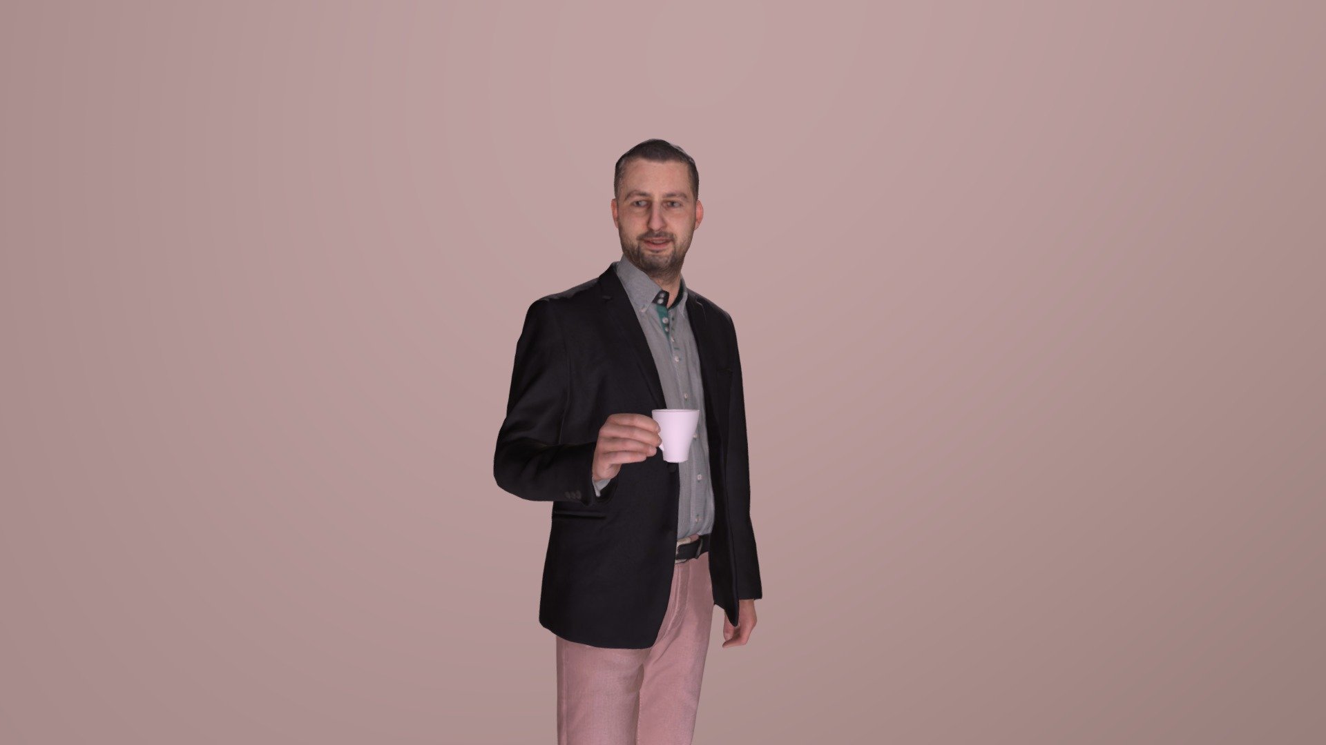 Casual Man Posture Standing Drinking Coffee - Buy Royalty Free 3D model ...