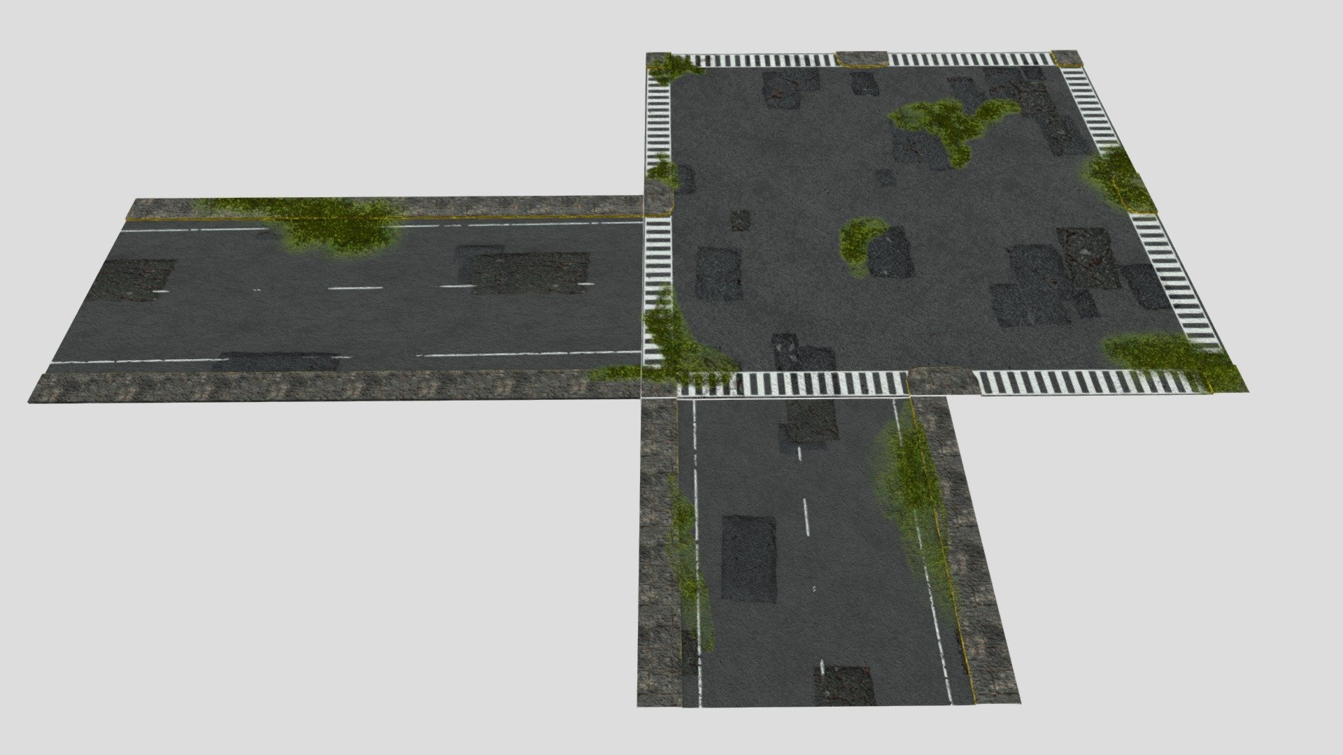Overgrown Modular Roads - 3D model by Jaklucy [807ba21] - Sketchfab