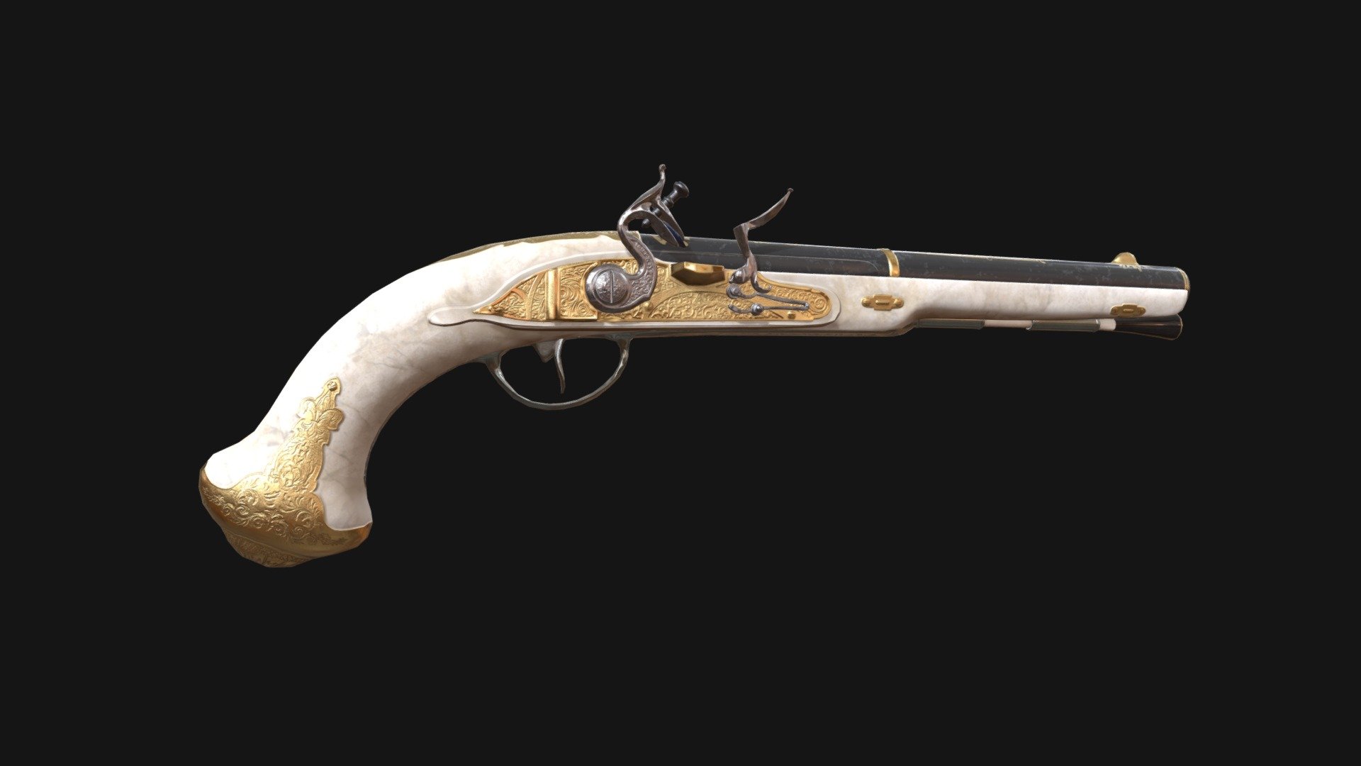 Gilded Flintlock Pistol - 3D model by VarcanRex [8085ffe] - Sketchfab