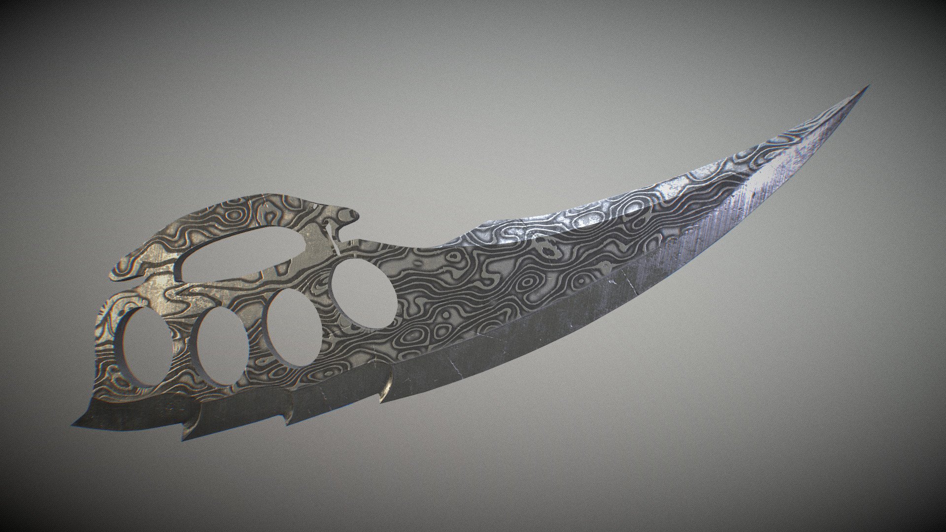 Knuckle Knife - Damascus - 3D model by BadtRIP (@badtripbg) [808c566 ...