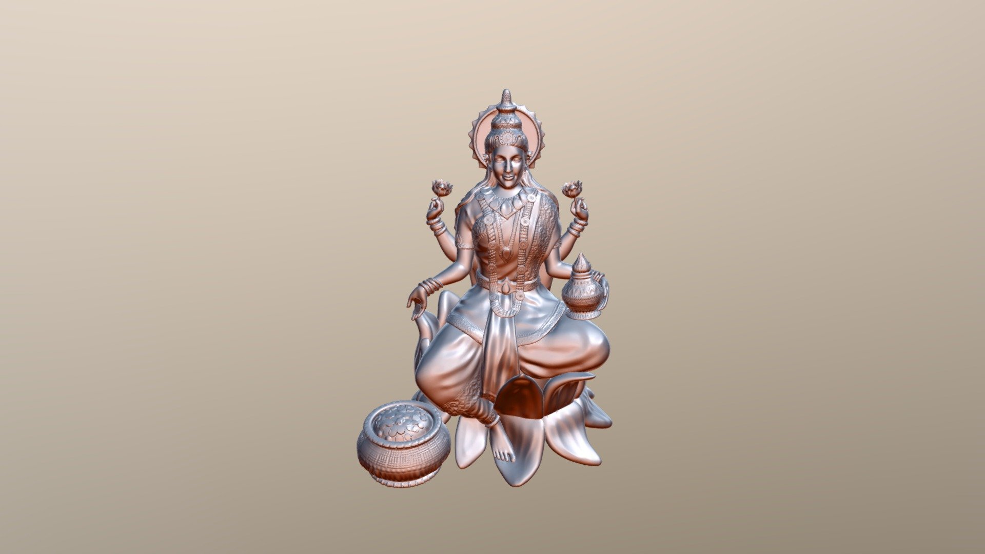 Goddess Laxmi with Wealth - 3D model by 3D Print World Pvt. Ltd ...