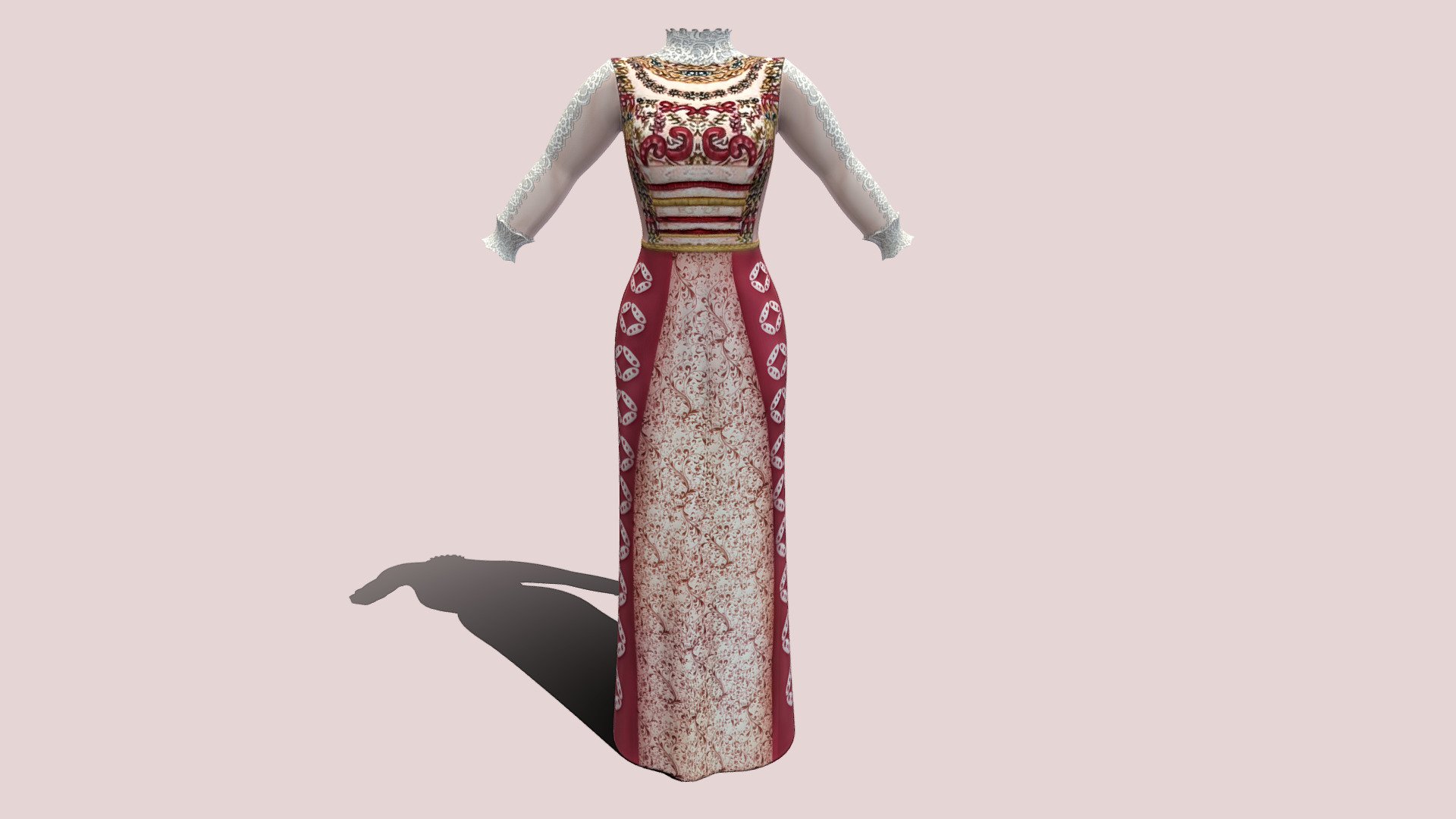 Full Length Historic Ethnic Decorated Dress - Buy Royalty Free 3D model ...