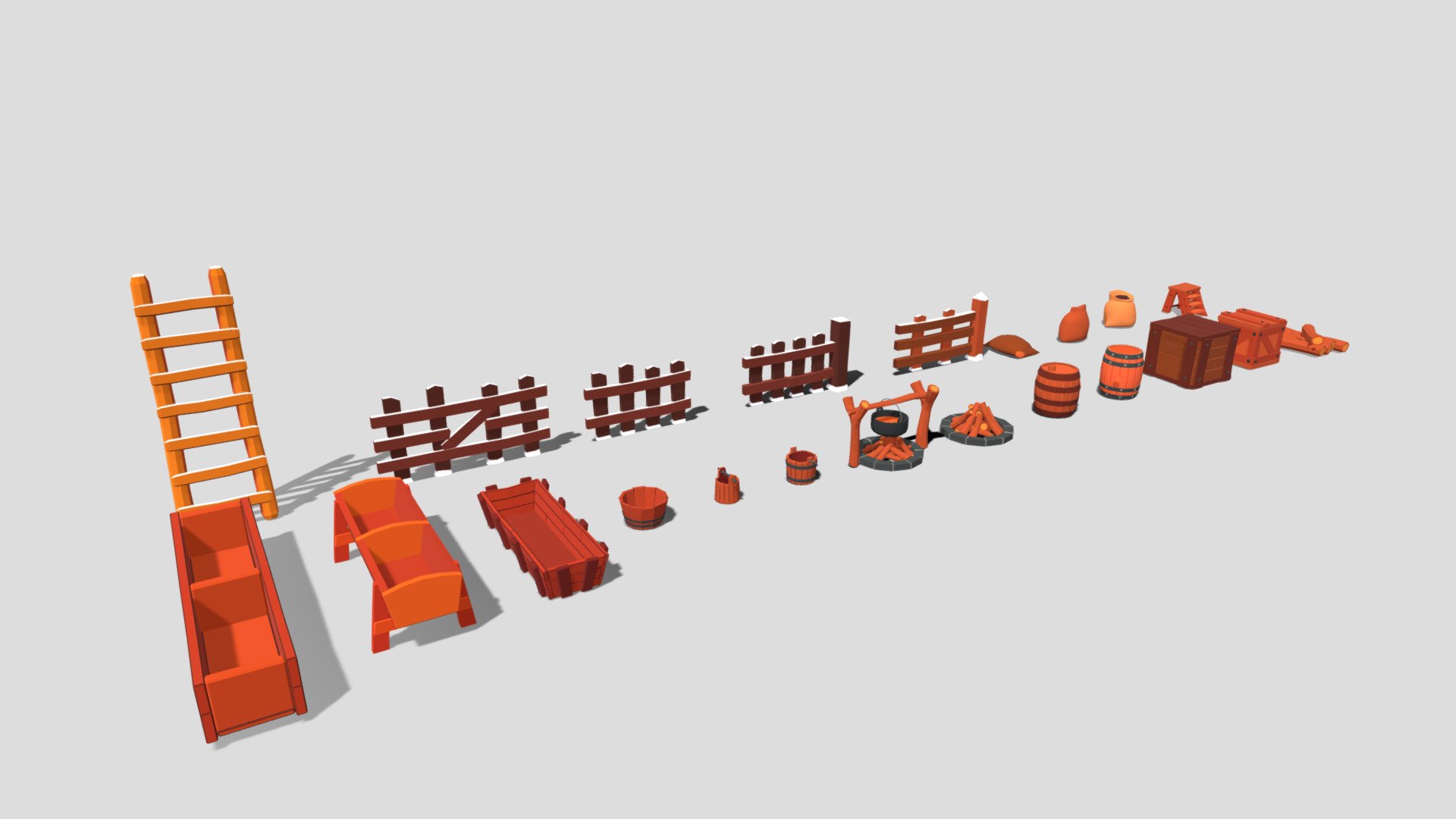Low poly medieval village props - Download Free 3D model by ...