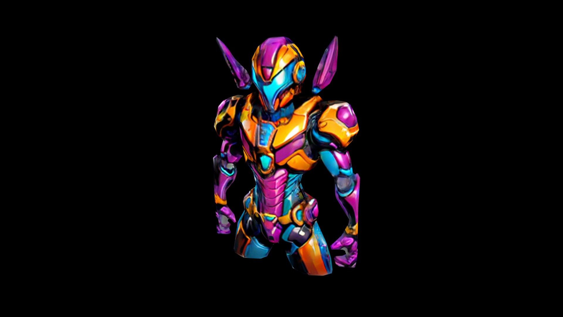 Multicolored robot with gold and purple armor. - Download Free 3D model ...