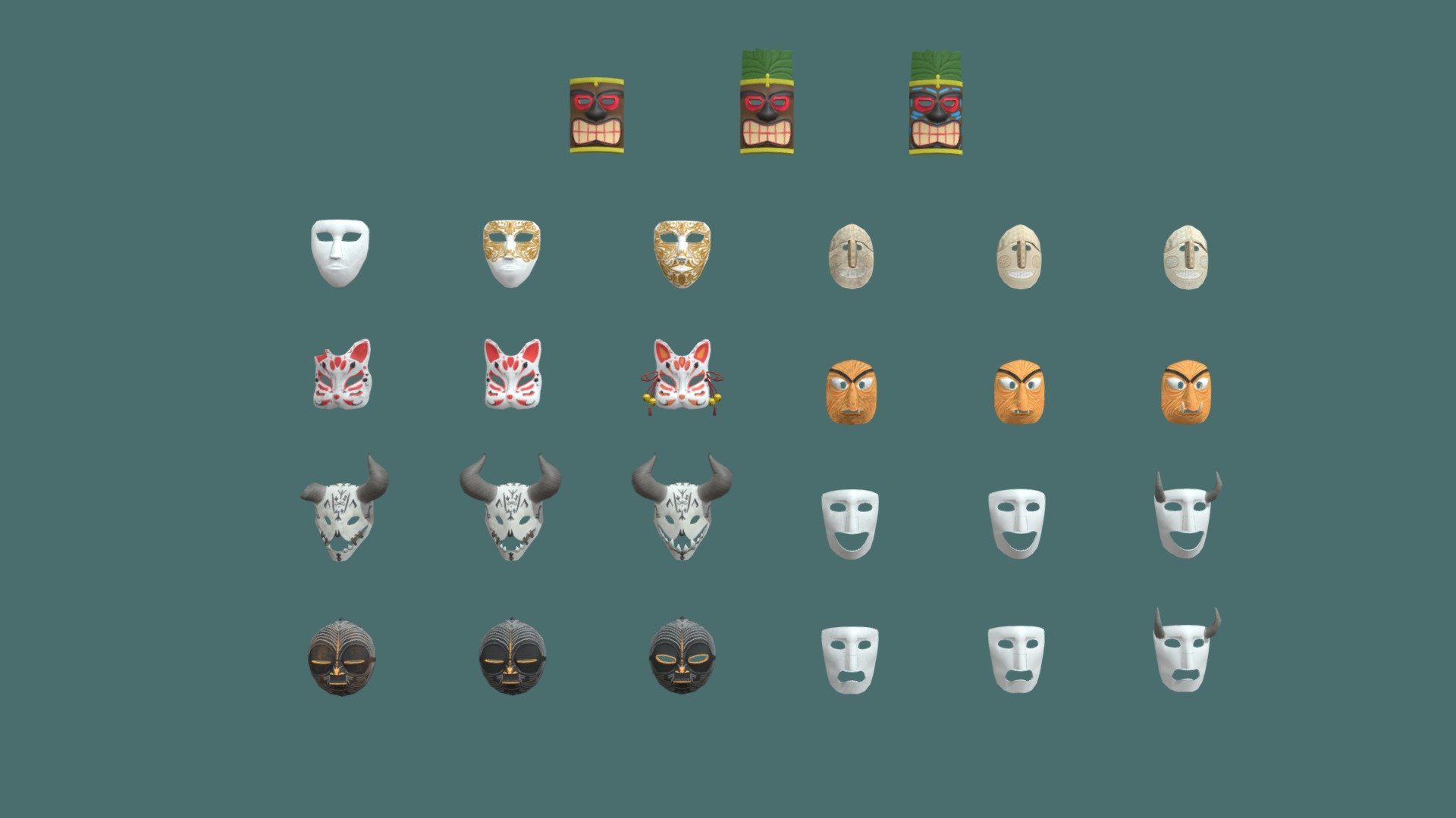 9 Masks - 3D model by 3Dchant [80d61f0] - Sketchfab