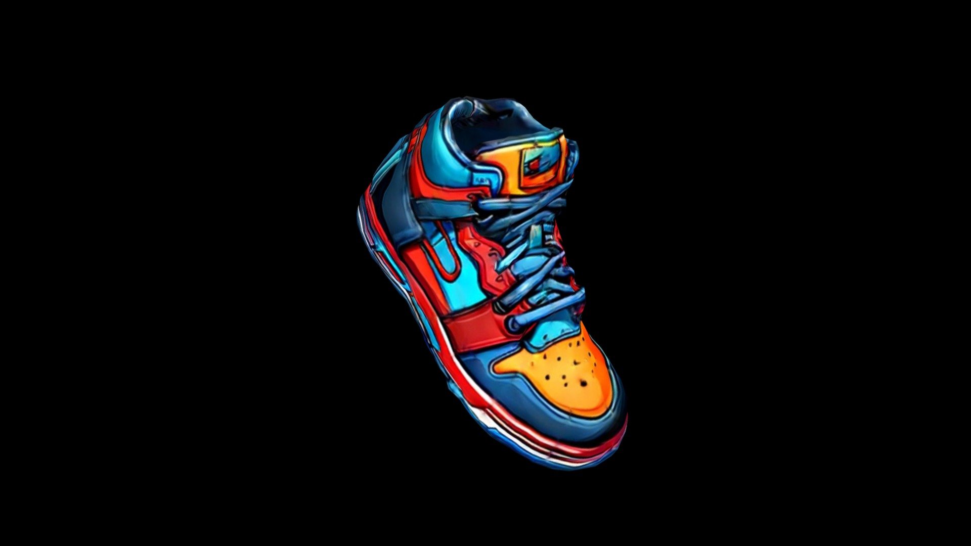 The image is a cartoon illustration of a Nike sh - Download Free 3D ...