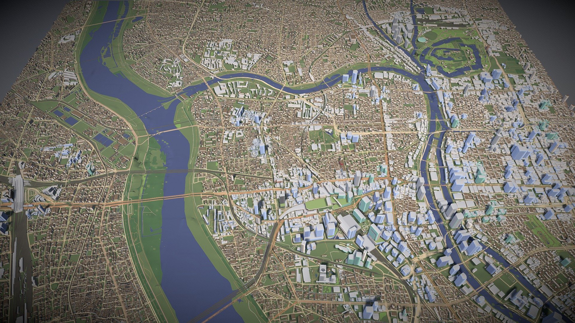 Osaka - Yodo river Japan - city and urban - Buy Royalty Free 3D model ...
